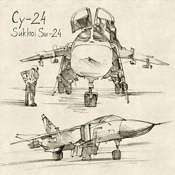 The Sukhoi Su-24 stock illustration. Illustration of drawing - 19550167