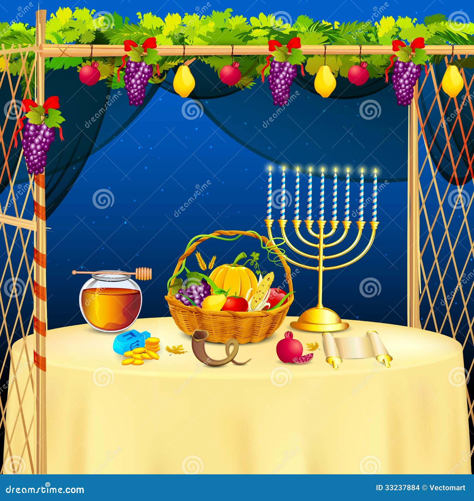 Sukkah for Celebrating Sukkot Stock Illustration - Illustration of ...