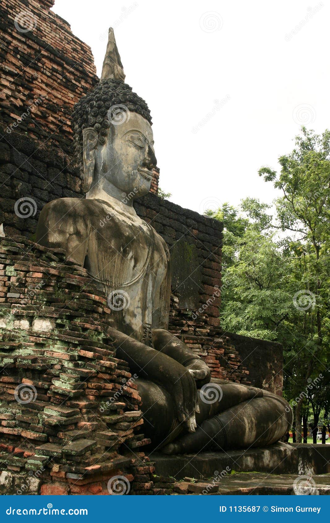 Sukothai Large Temple Buddha Side View Thailand Stock Image - Image of ...