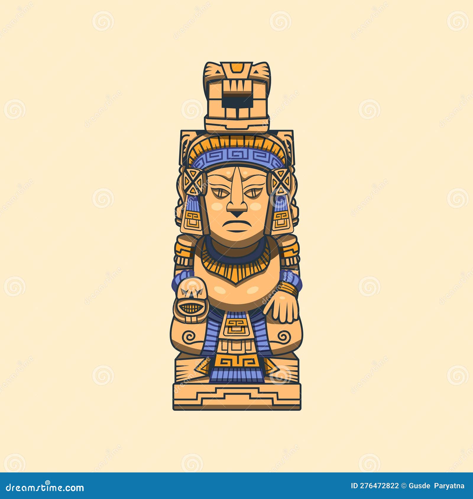 Mini Ancient Mayan Sculpture Vector. Aztec Ornament Stock Vector ...