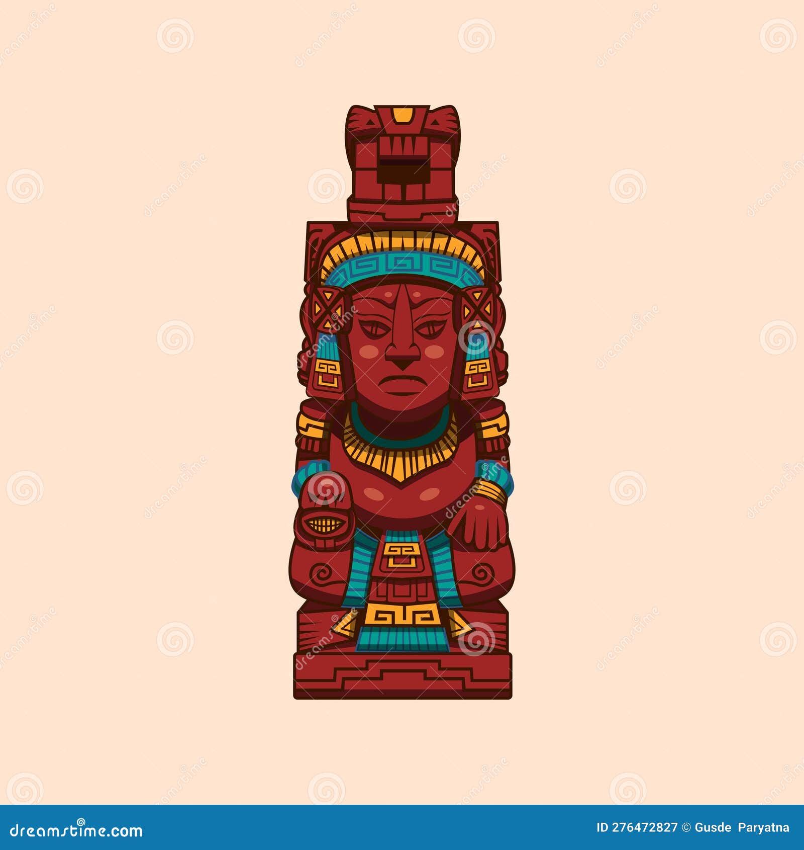 Mini Ancient Mayan Sculpture Vector. Aztec Ornament Stock Vector ...