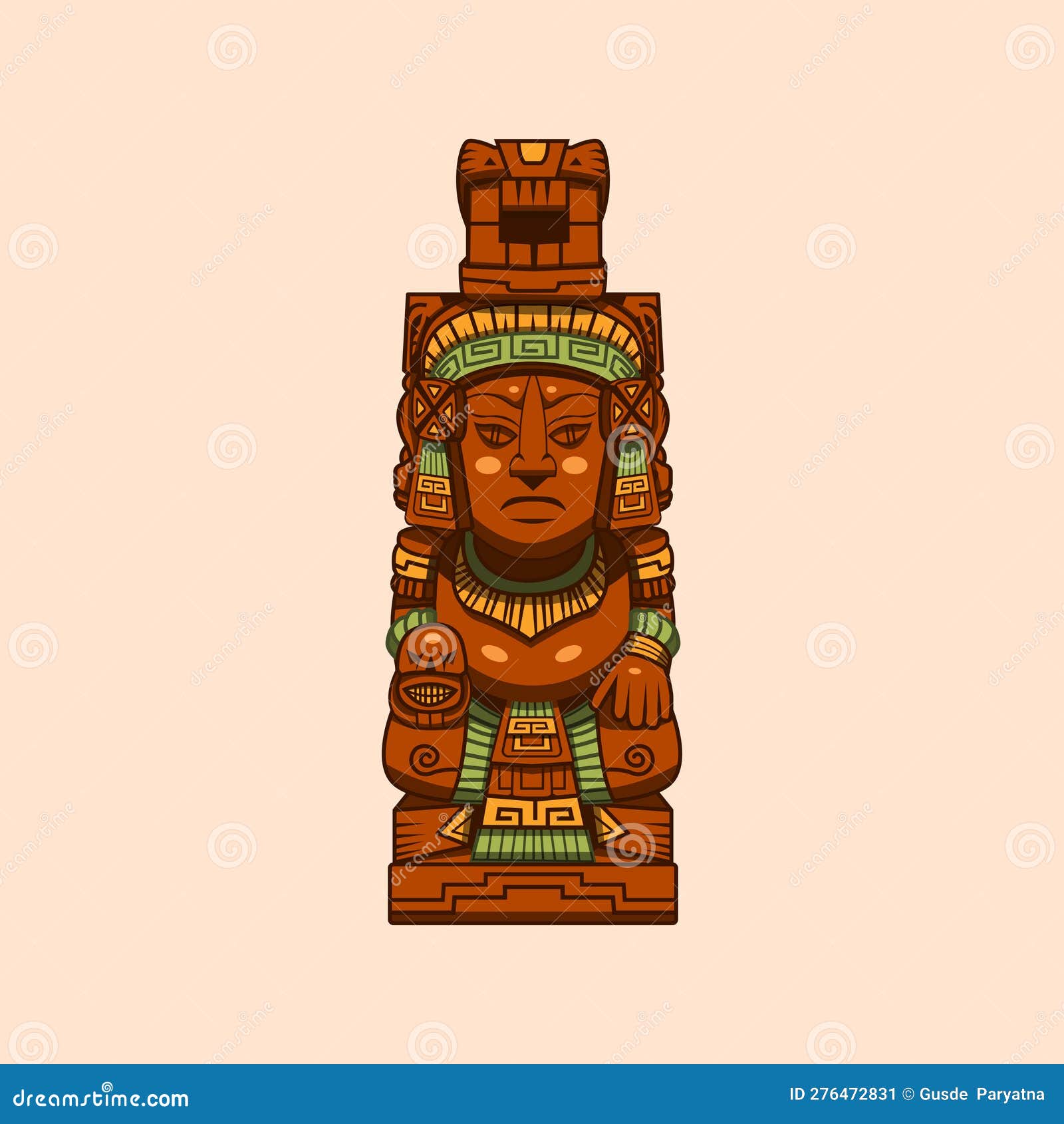 Aztec Ornament. Aztec Symbol. Traditional Statue. Brick Color Scheme ...