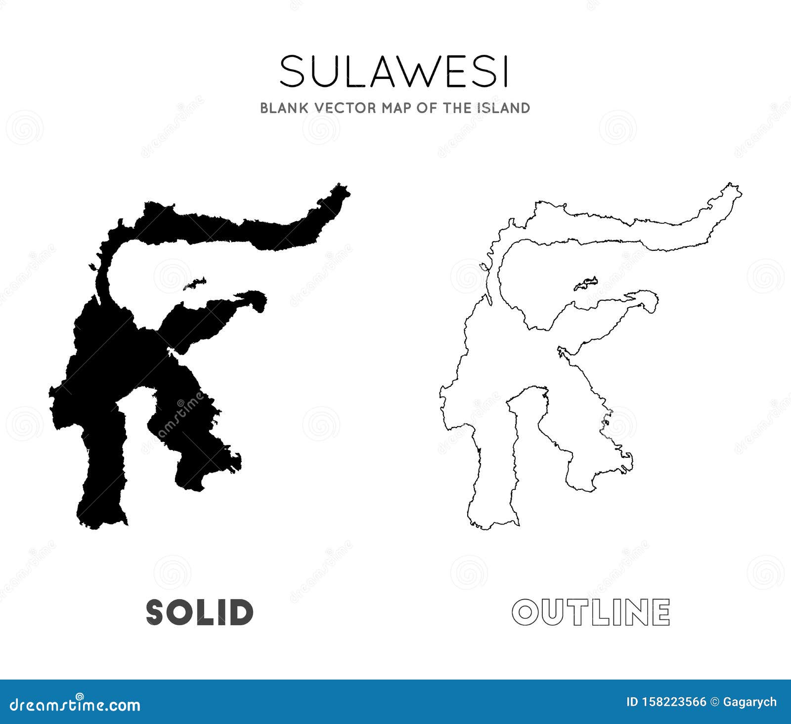 Sulawesi map. stock vector. Illustration of high, island - 158223566