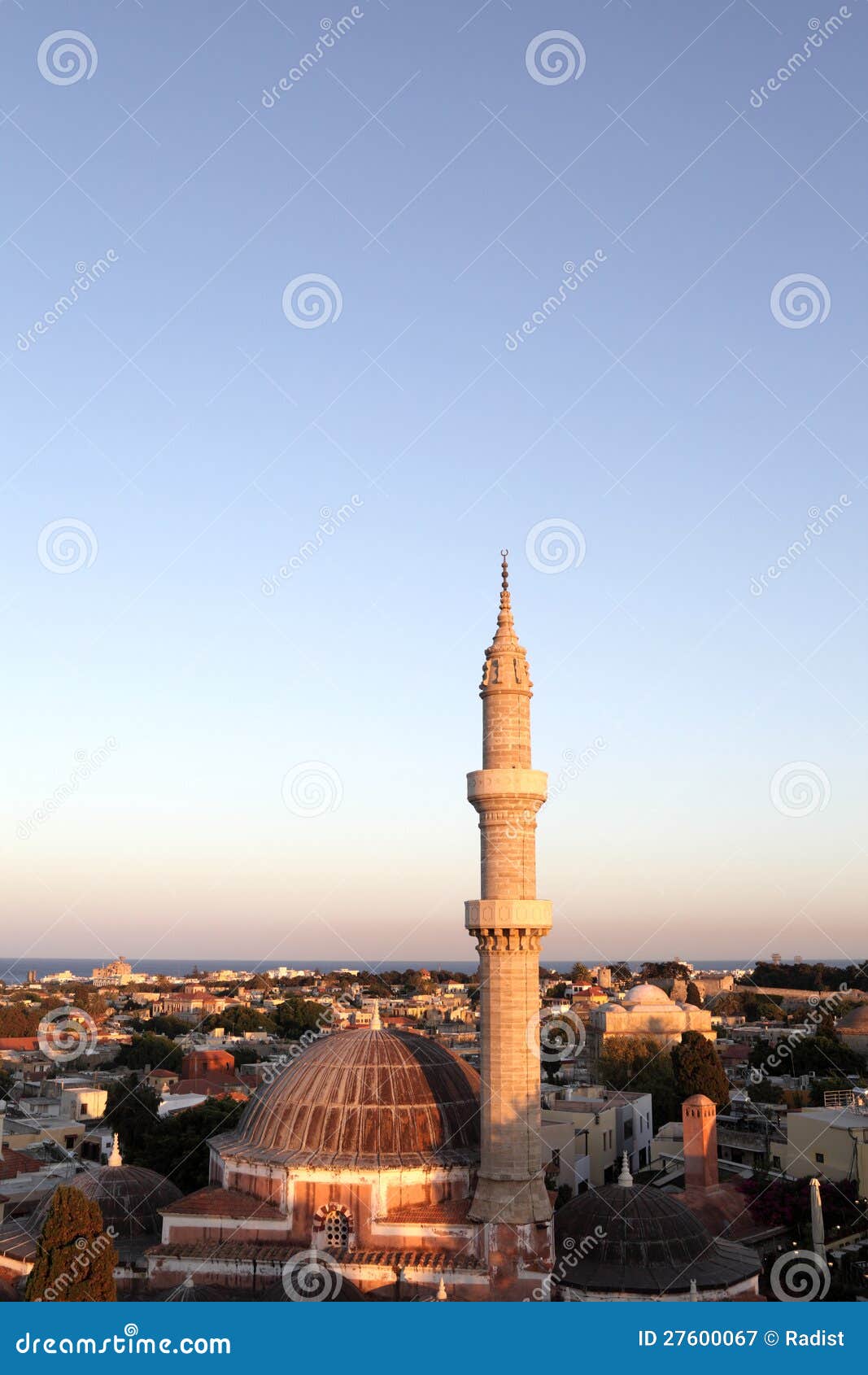 Suleiman Moschee Im Sonnenuntergang Stockbild - Bild von rhodos, stadt ...