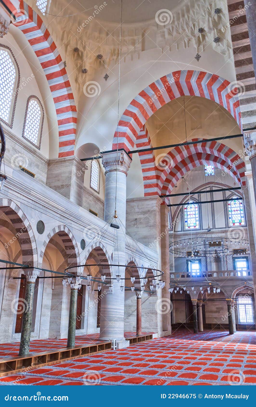 Interior Of The Suleiman Mosque Suleymaniye Camii, Grand 16th-century ...
