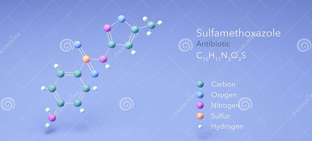 Sulfamethoxazole Molecule, Molecular Structures, Gantanol, 3d Model ...