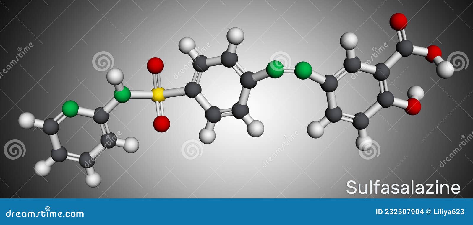 Sulfasalazine Molecule. it is Azobenzene, Used in the Management of ...