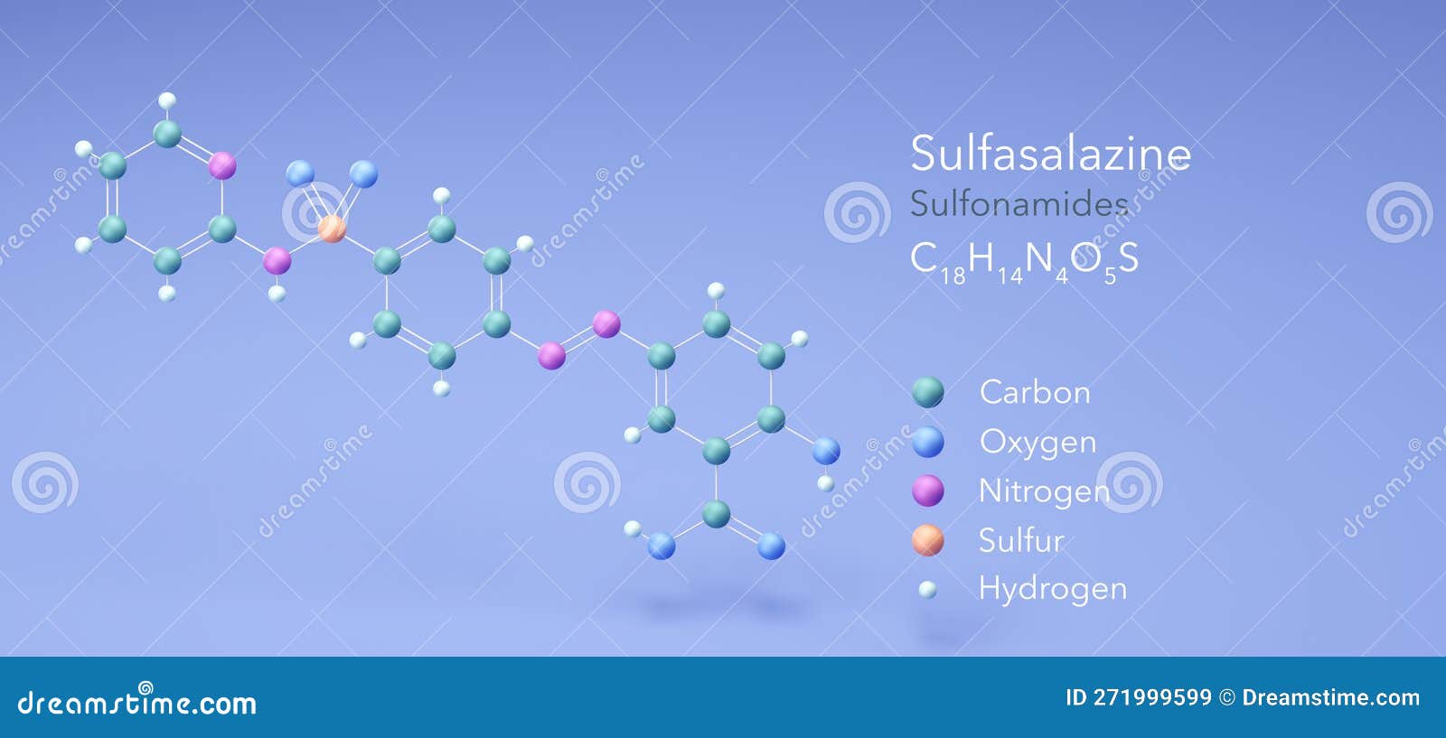 Sulfasalazine Molecular Structure, 3d Model Molecule, Sulfonamides ...