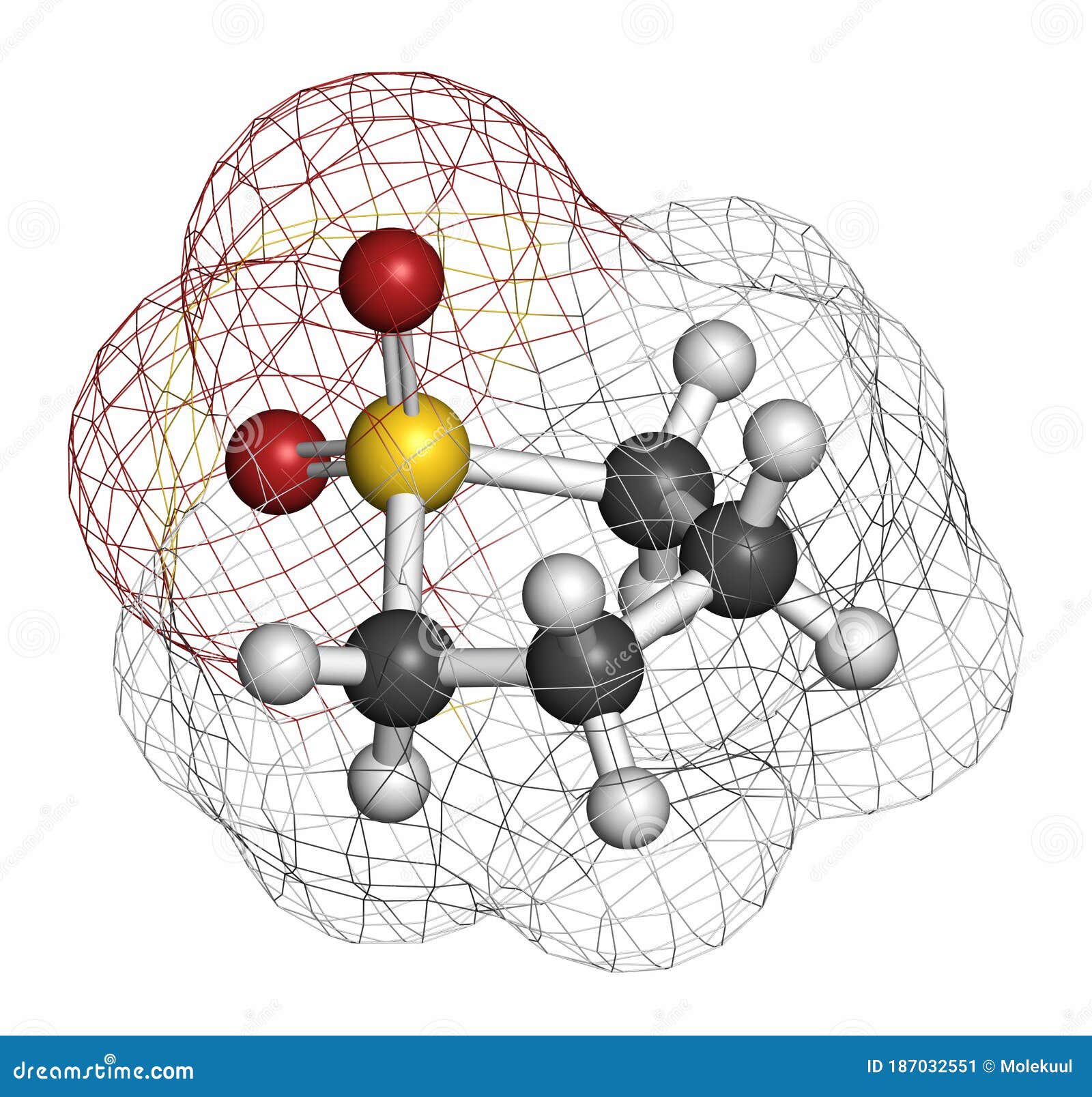 Sulfolane Industrial Solvent Molecule. Atoms are Represented As Spheres ...