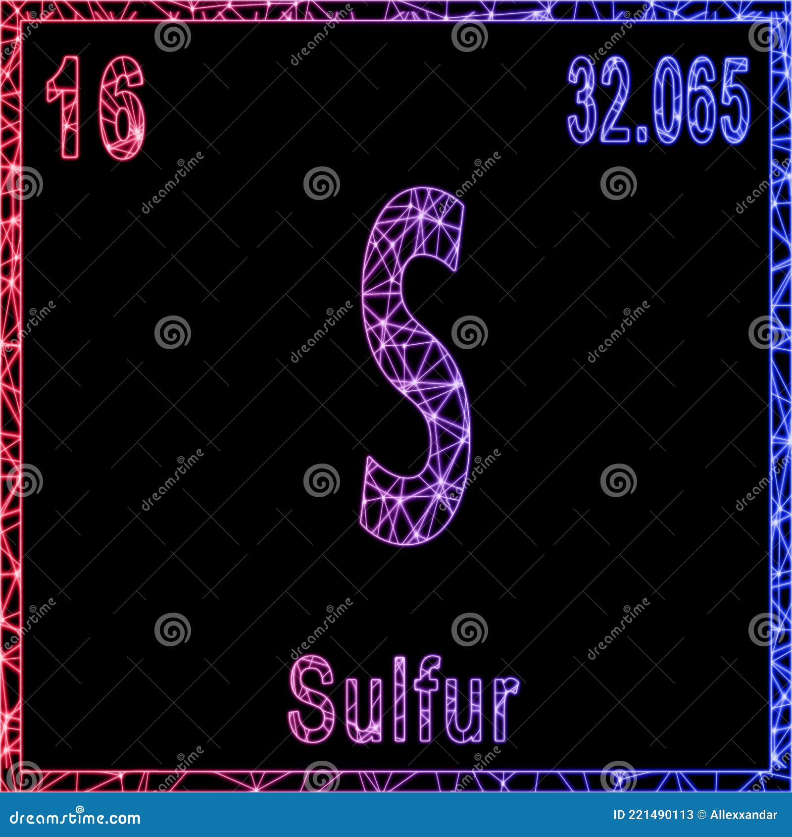 Sulfur S, Chemical Element Sign. 3D Rendering Isolated On White ...
