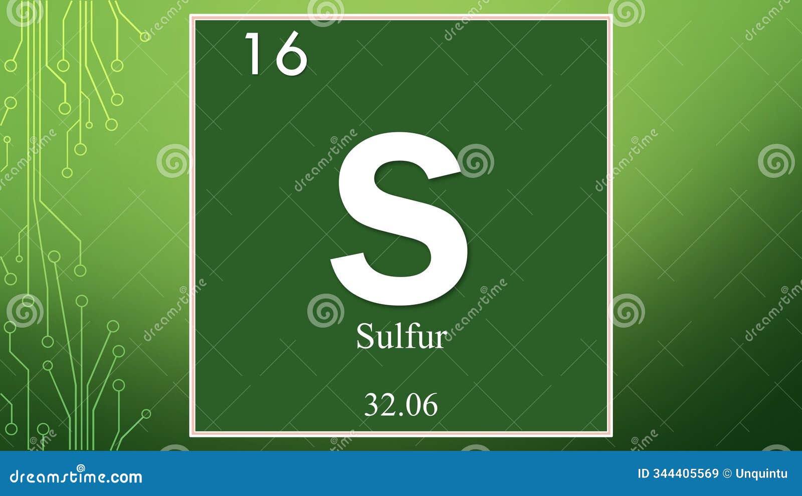 Sulfur Chemical Element Symbol on Green Abstract Background Stock ...