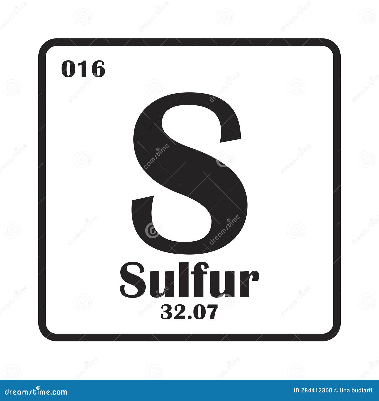 Sulfur 16 Element. Alkaline Earth Metals. Chemical Element Of Mendeleev ...