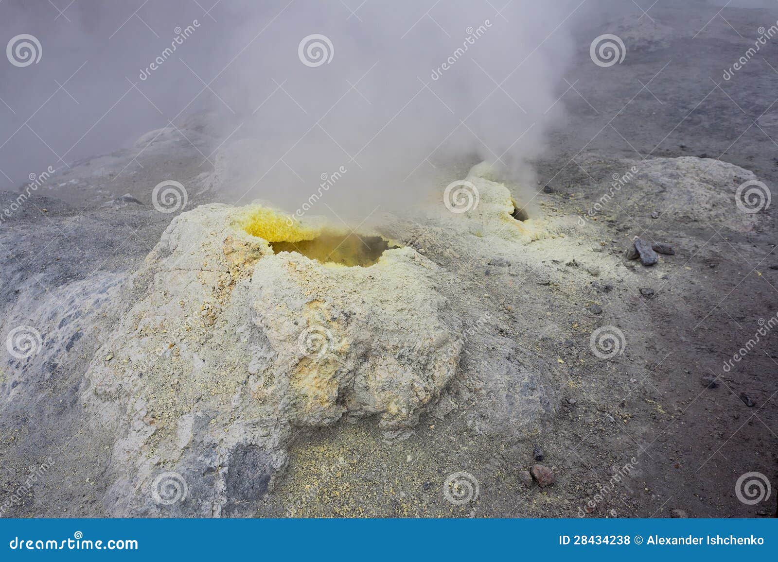 Sulfur Fumarole in Active Volcanic Crater Stock Photo - Image of ...