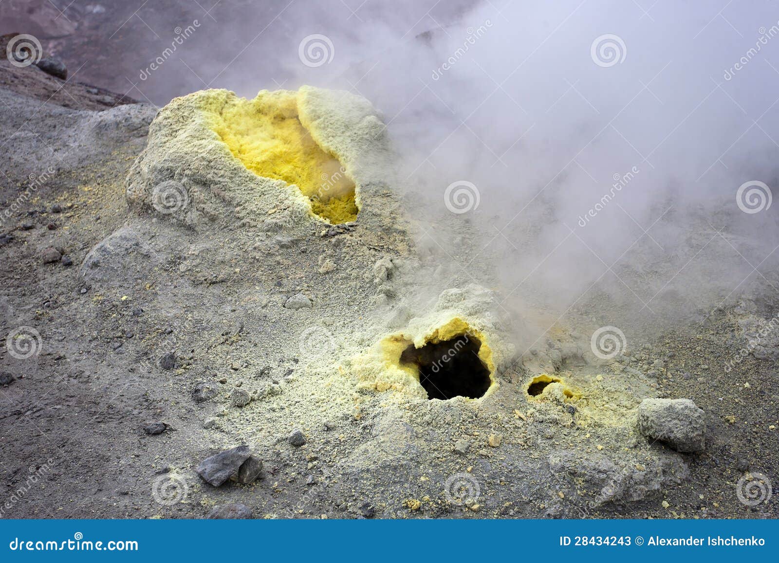 Sulfur Fumarole in Active Volcanic Crater Stock Image - Image of mist ...