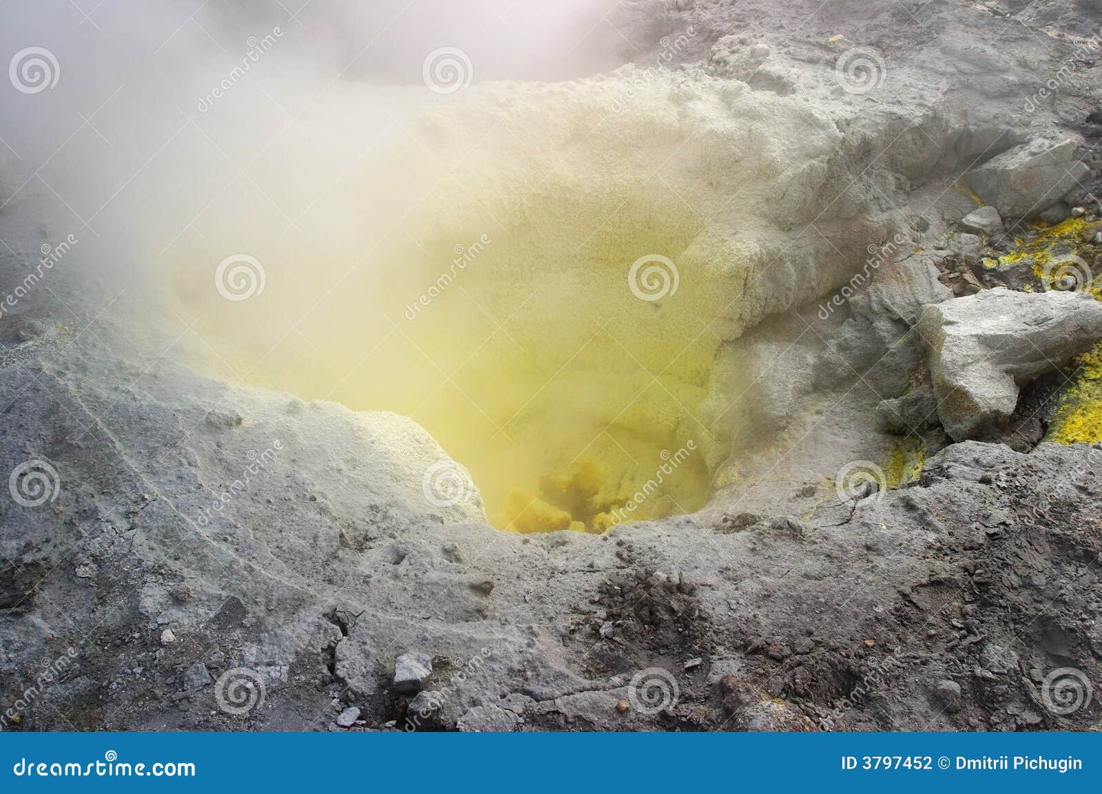 Sulfur Fumarole in Volcanic Crater Stock Photo - Image of fracture ...