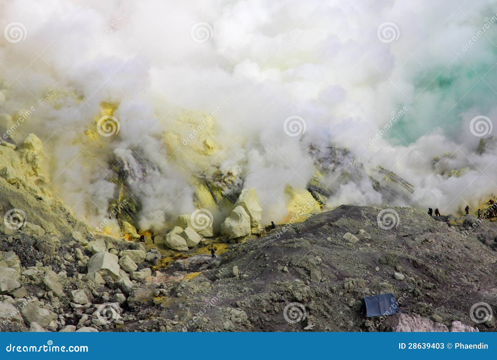 Sulfur mine with workers stock image. Image of geology - 28639403