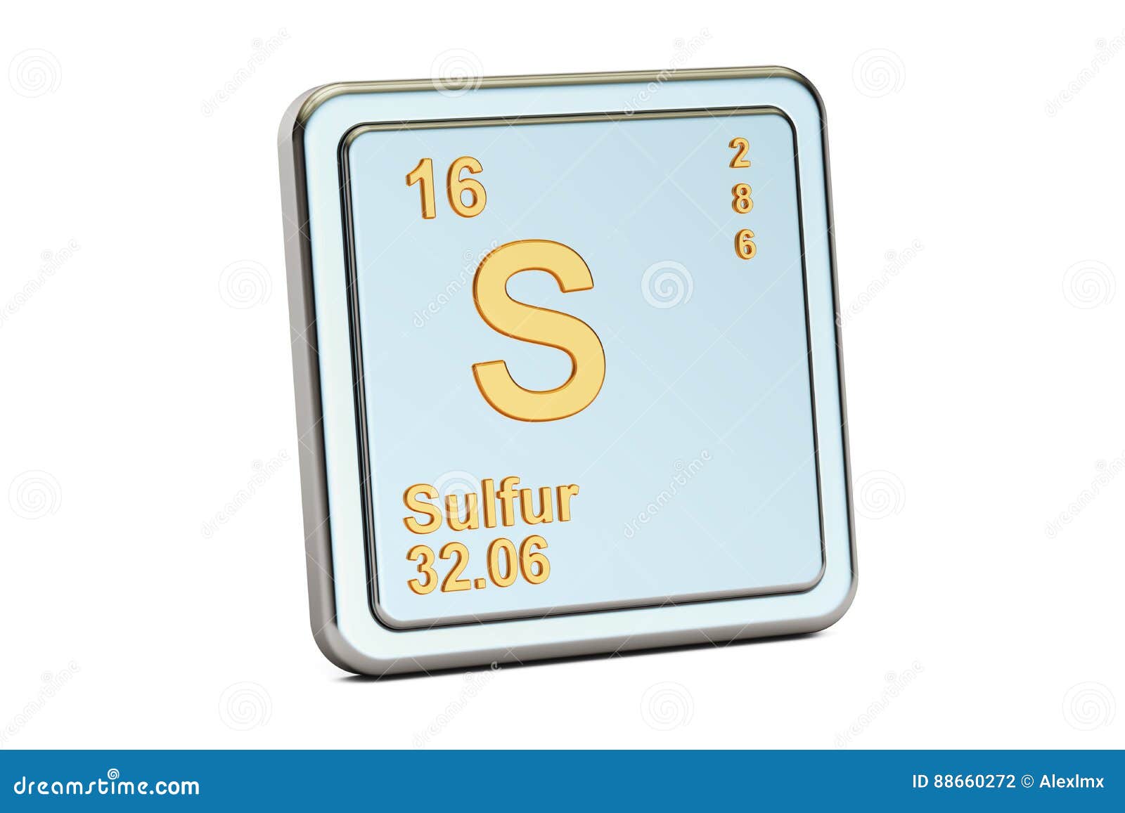 Sulfur S, Chemical Element Sign. 3D Rendering Stock Illustration ...