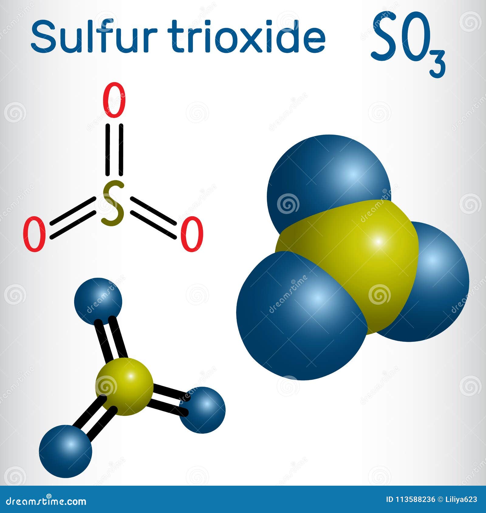 Sulfur Trioxide Sulfuric Anhydride, SO3 Molecule. Structural C Stock ...