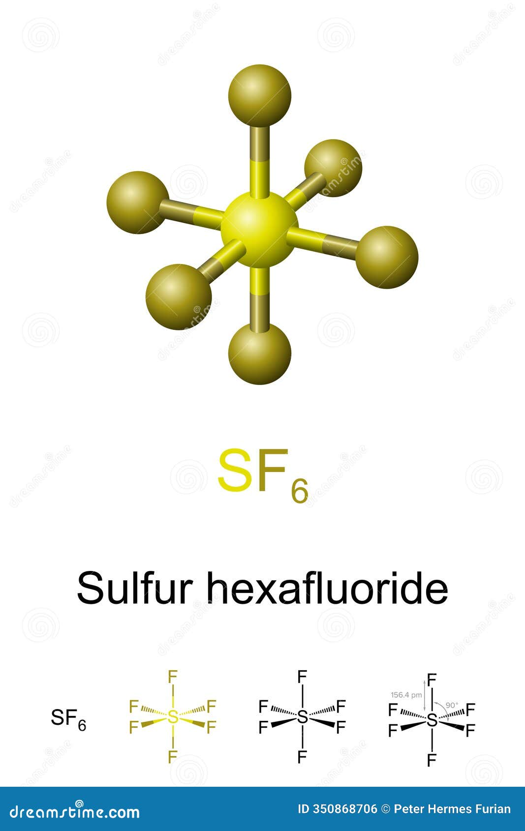 Sulfur Hexafluoride, SF6, Molecule Model and Chemical Structure Stock ...