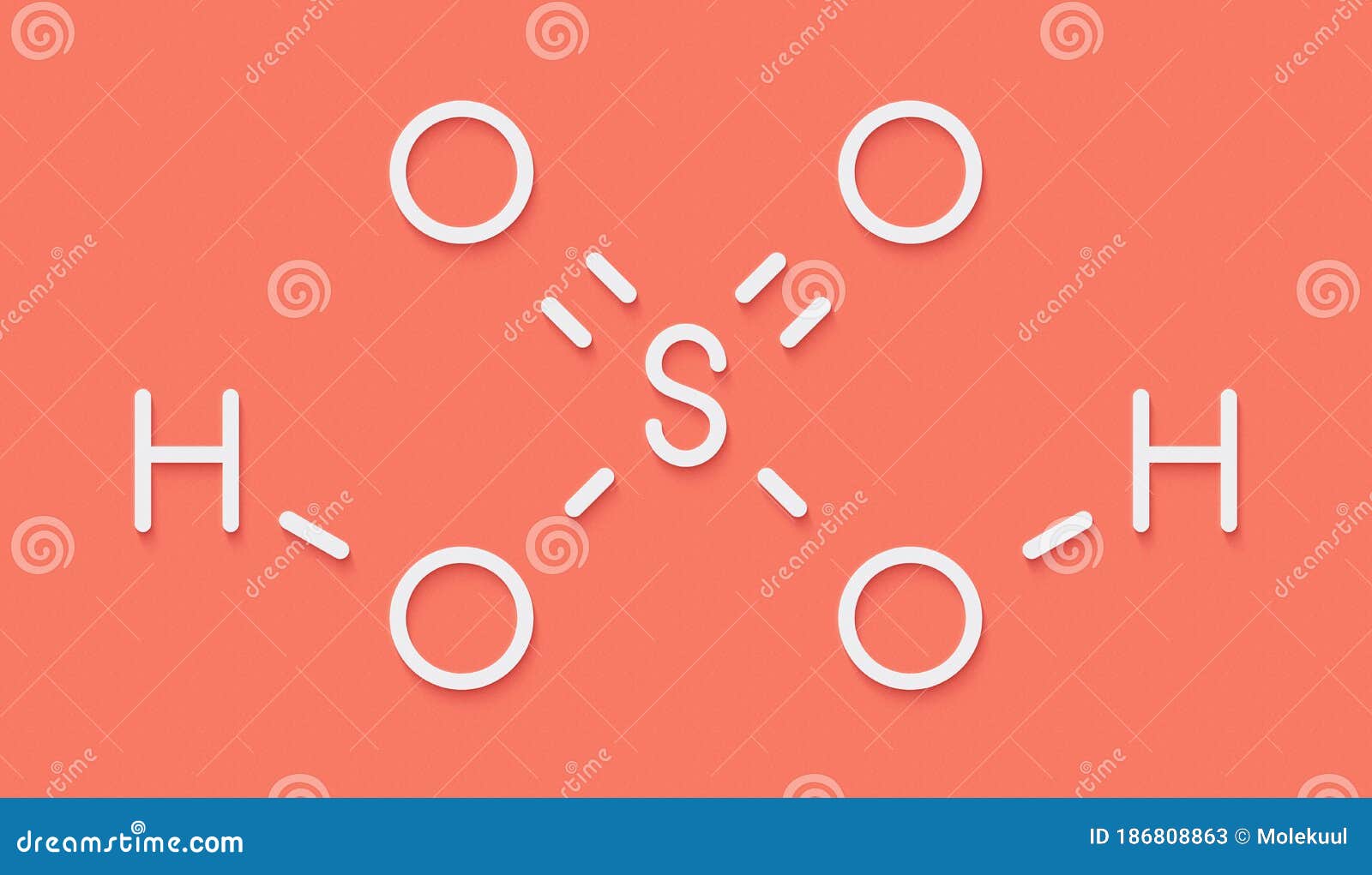 Sulfuric Acid H2SO4 Strong Mineral Acid Molecule. Skeletal Formula ...