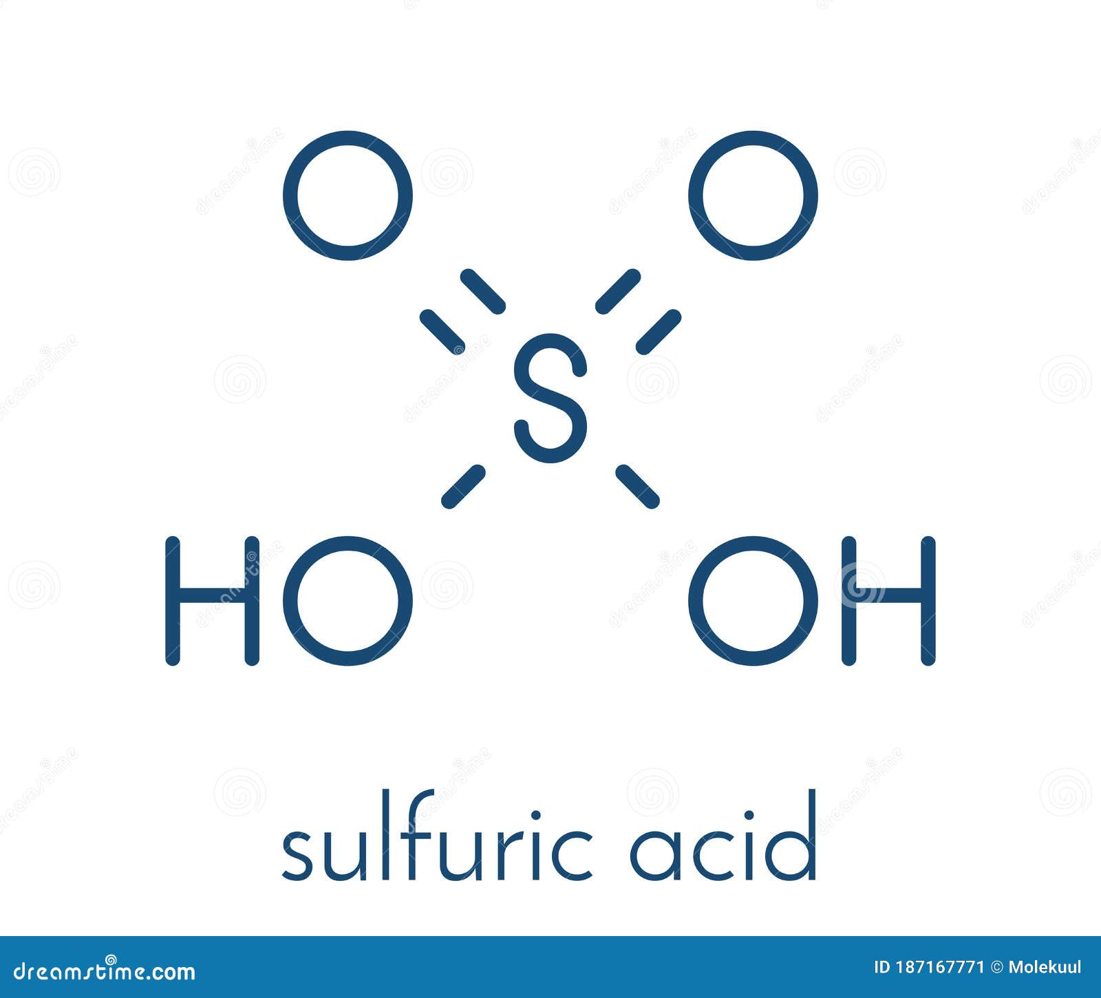 Sulfuric Acid H2SO4 Strong Mineral Acid Molecule. Skeletal Formula ...
