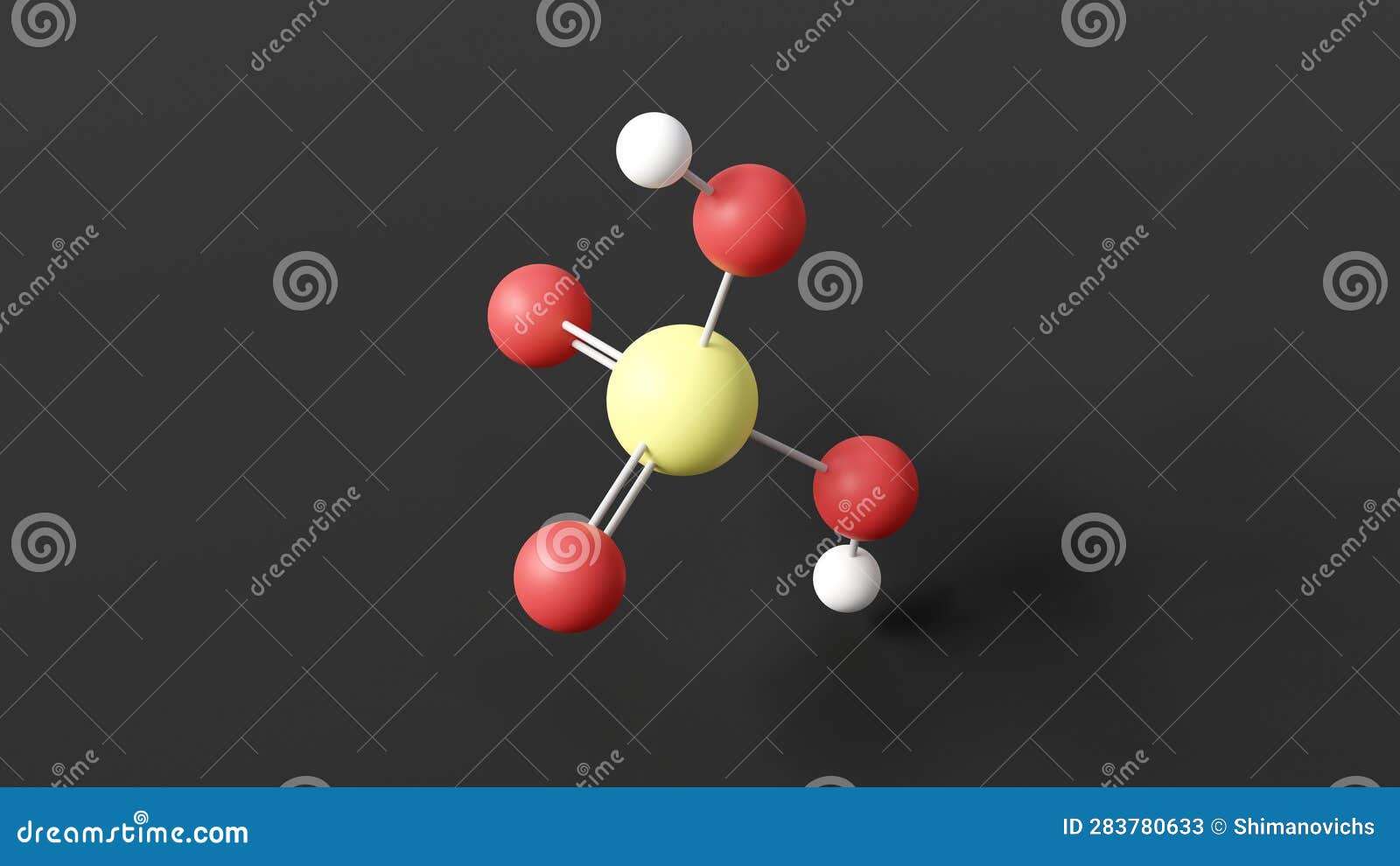 Sulfuric Acid Molecule, Molecular Structure, Mineral Acid, Ball and ...