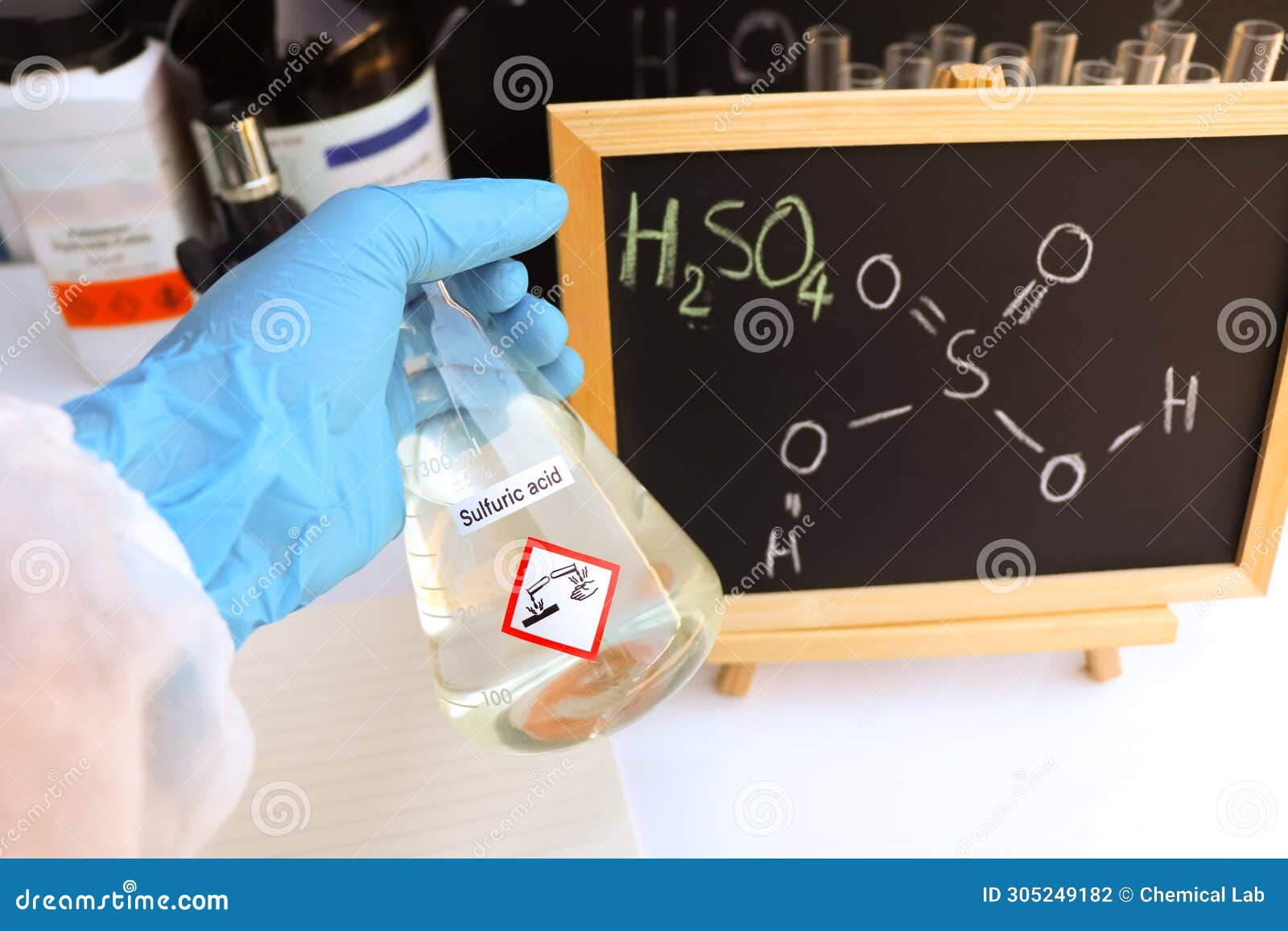 Sulfuric Acid and Symbol Structural Formula Chemical Stock Photo ...