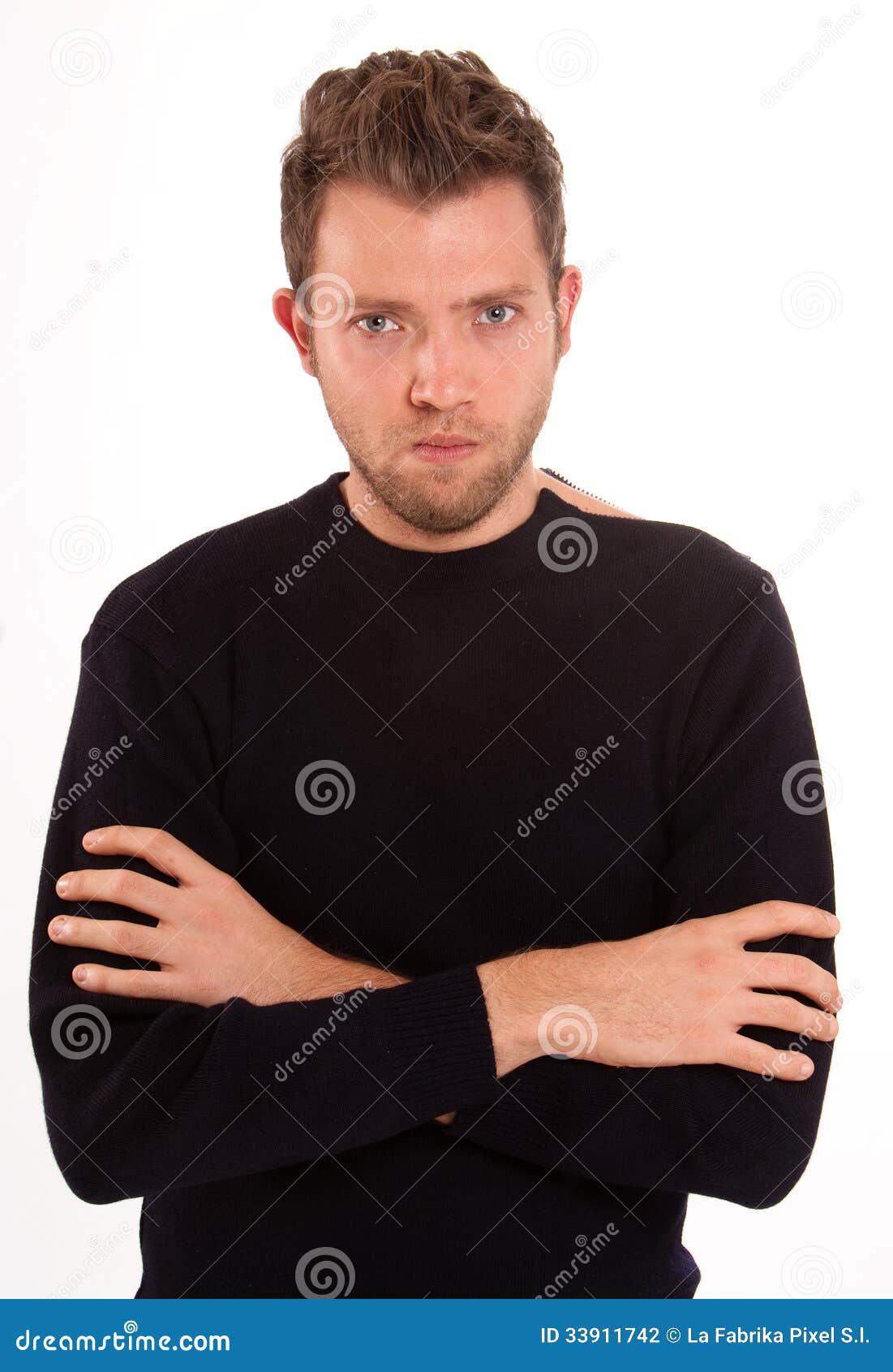 Sulking man stock photo. Image of blue, portrait, stubble - 33911742