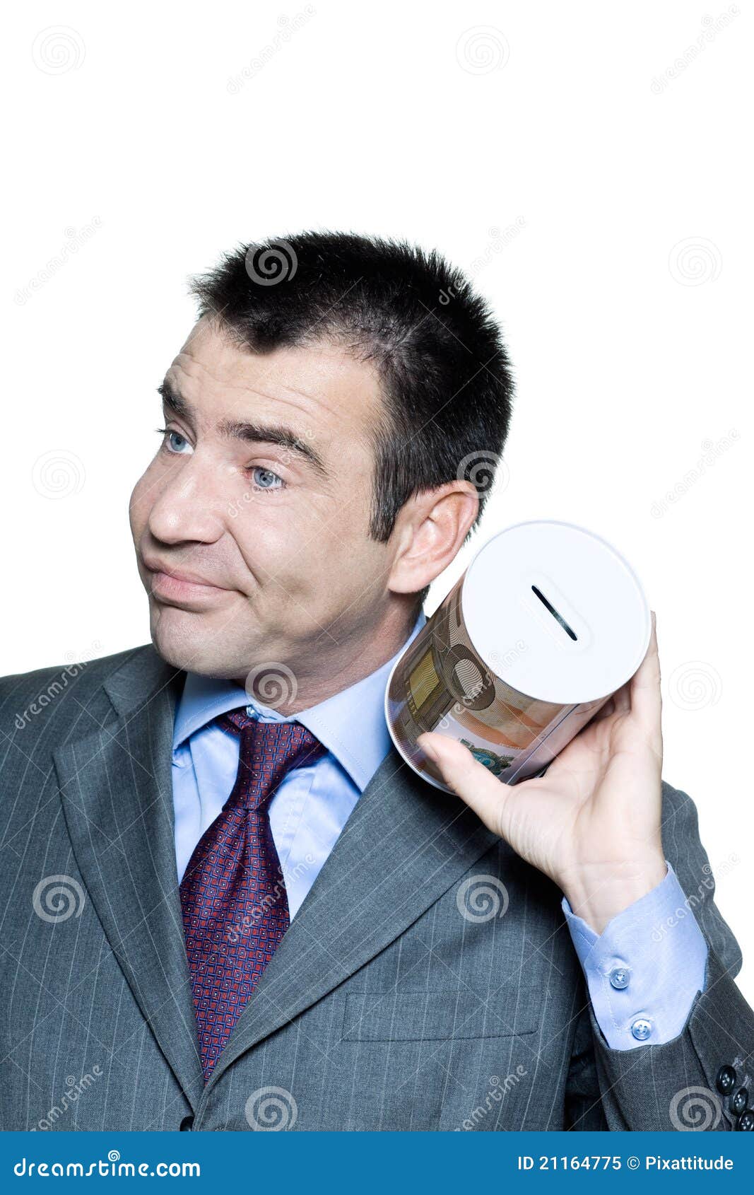 Sullen Businessman with an Empty Money Box Stock Image - Image of ...