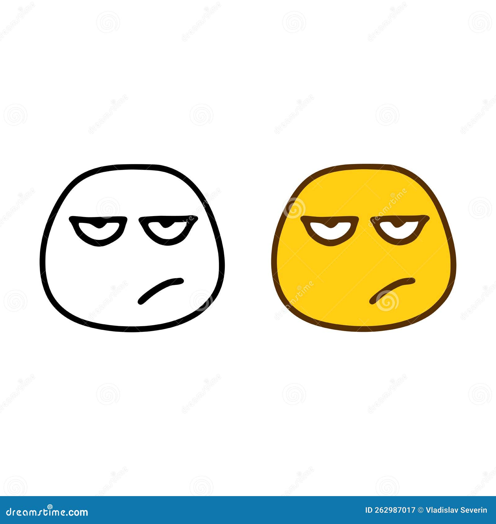 Sullen Emoticon in Doodle Style Stock Illustration - Illustration of ...
