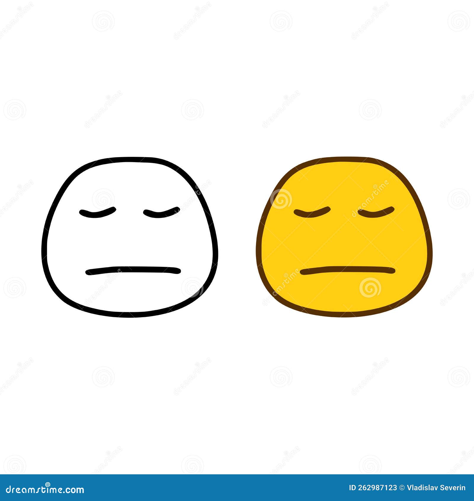 Sullen Emoticon In Doodle Style. Cartoon Face Expressions Royalty-Free ...