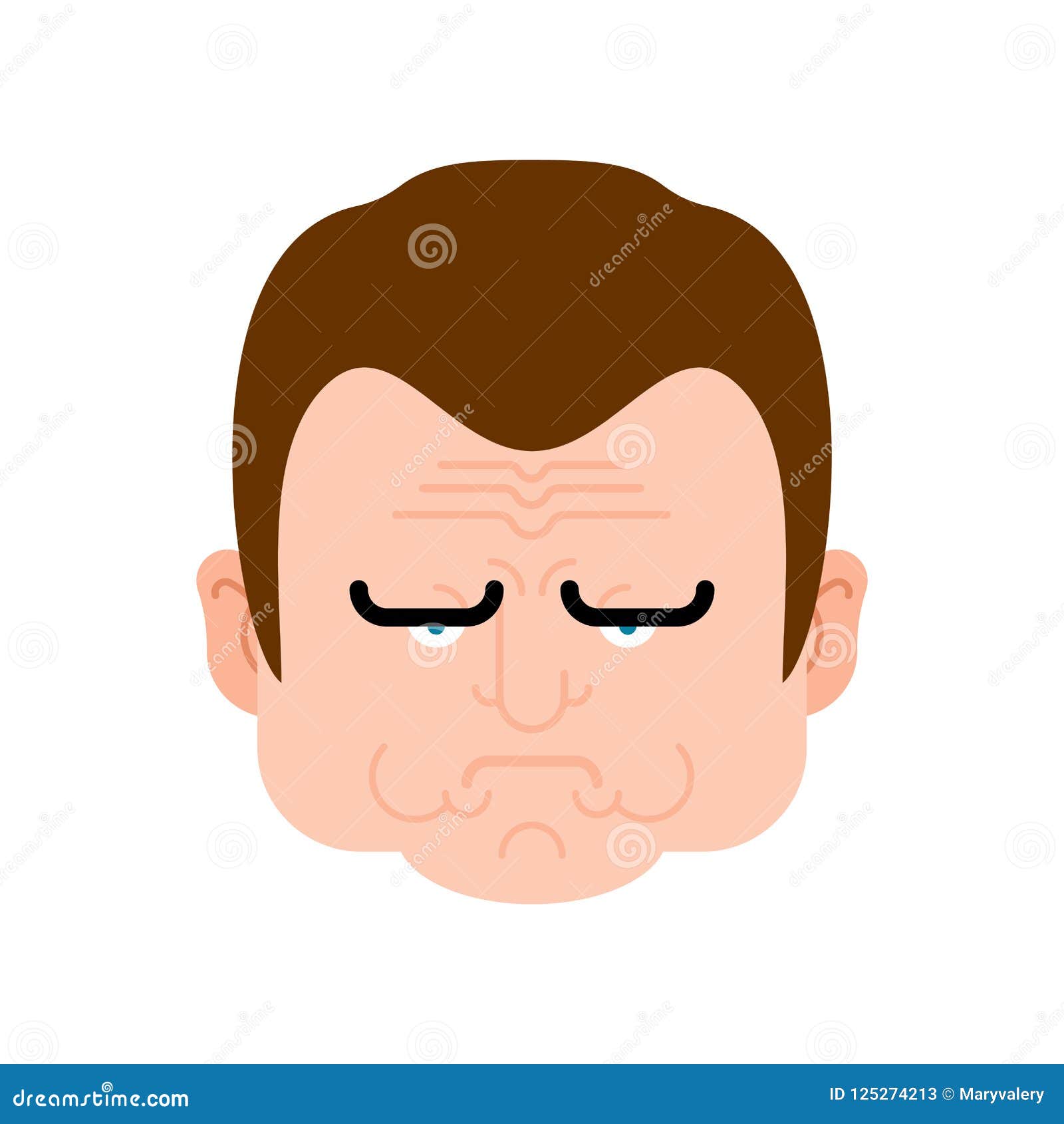 Sullen Face Man. Gloomy Head Guy Stock Vector - Illustration of ...