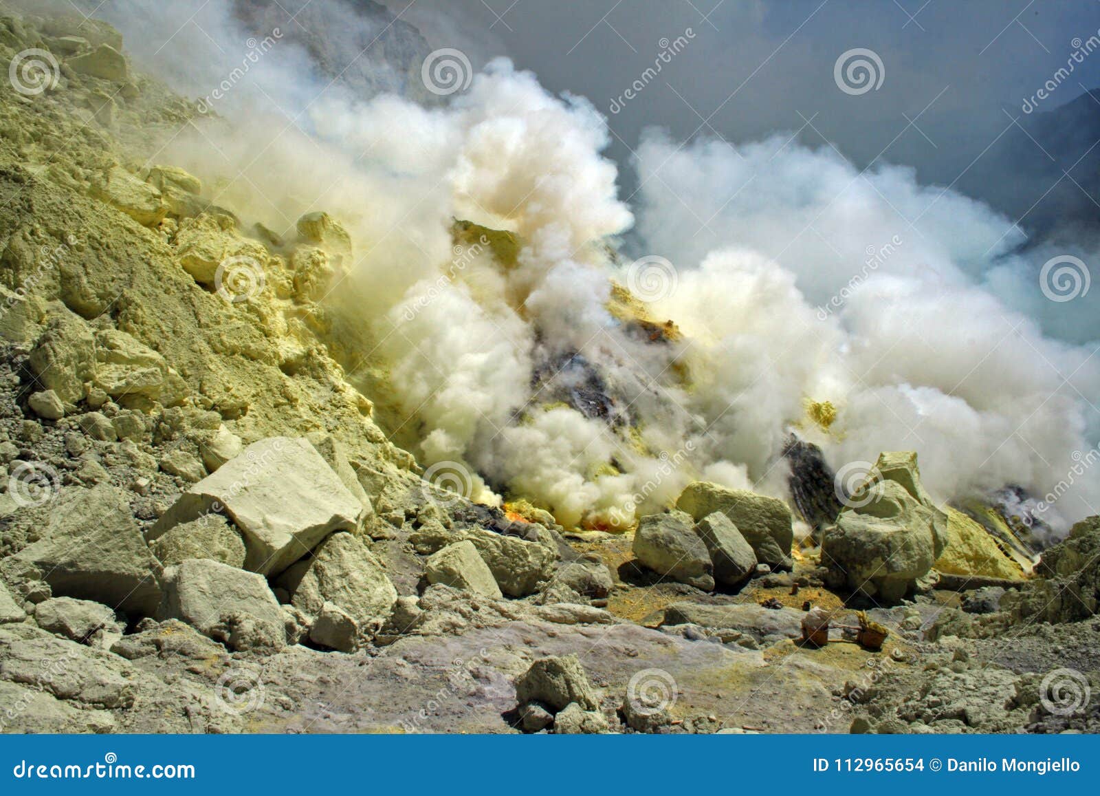 Sulphur cave stock photo. Image of danger, smoke, mines - 112965654