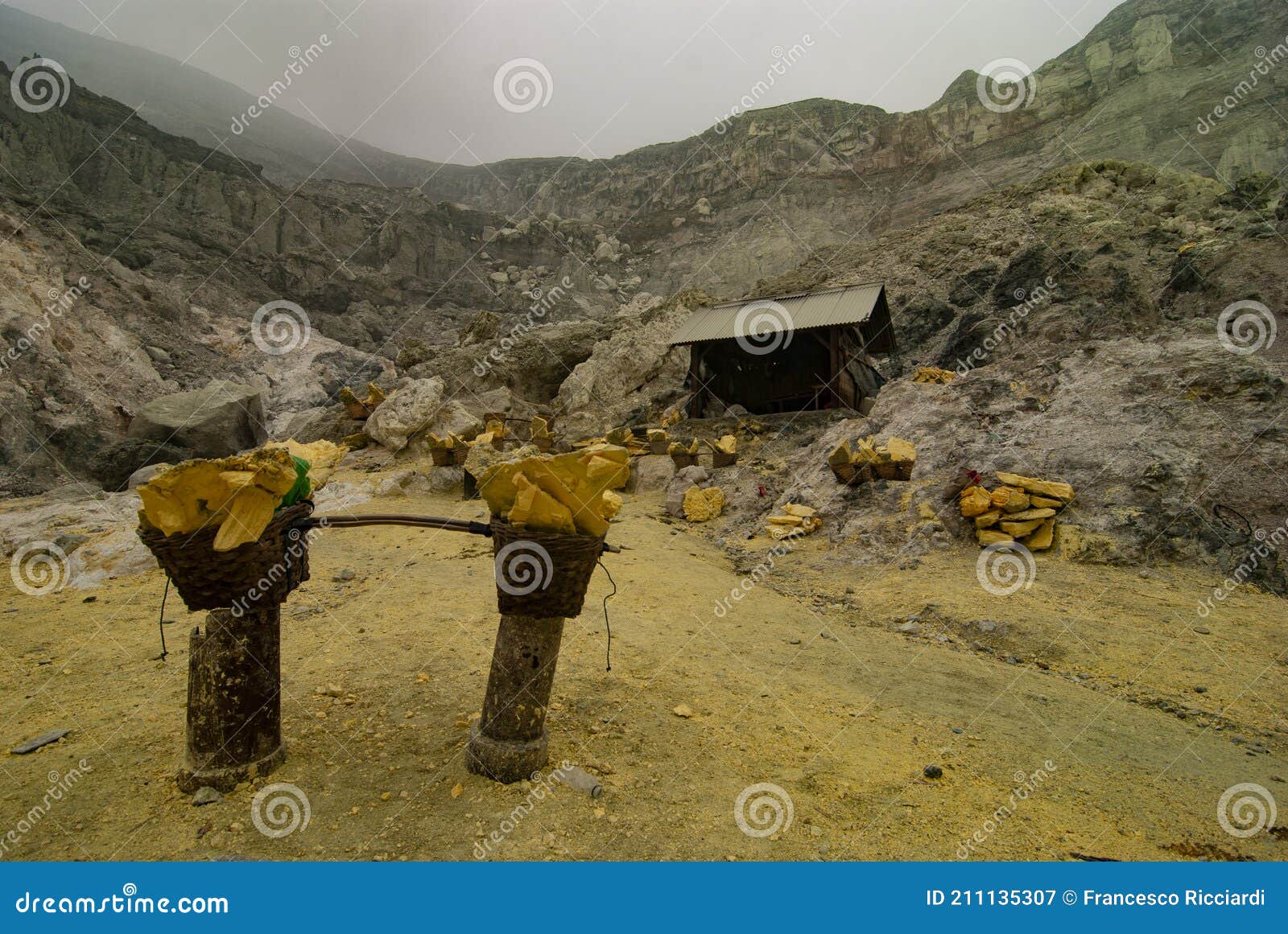 Sulphur Extraction Volcano Java Indonesia Stock Image - Image of labor ...