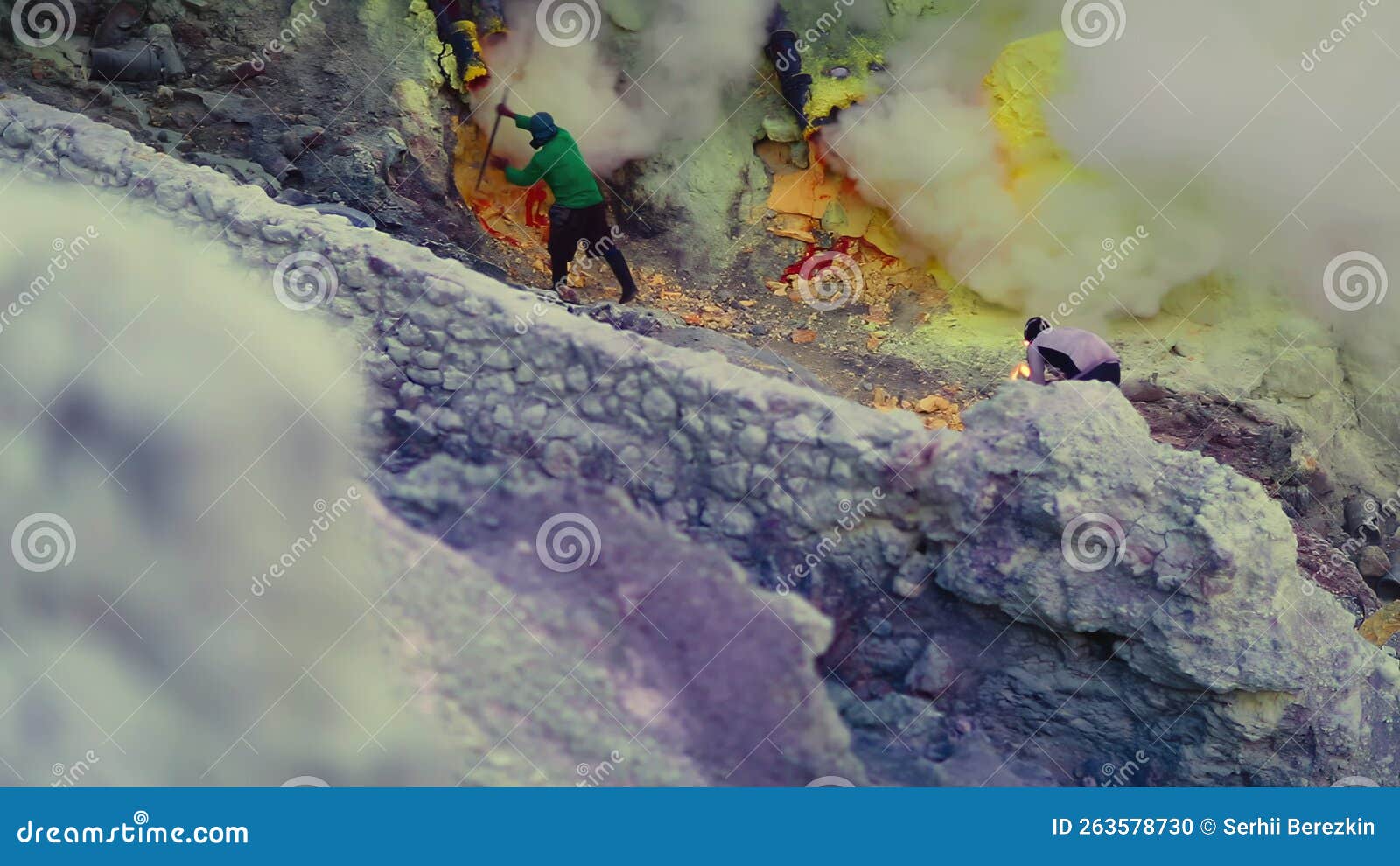 Sulphur Miners of East Java Mining Sulfur in an Active Volcano Stock ...