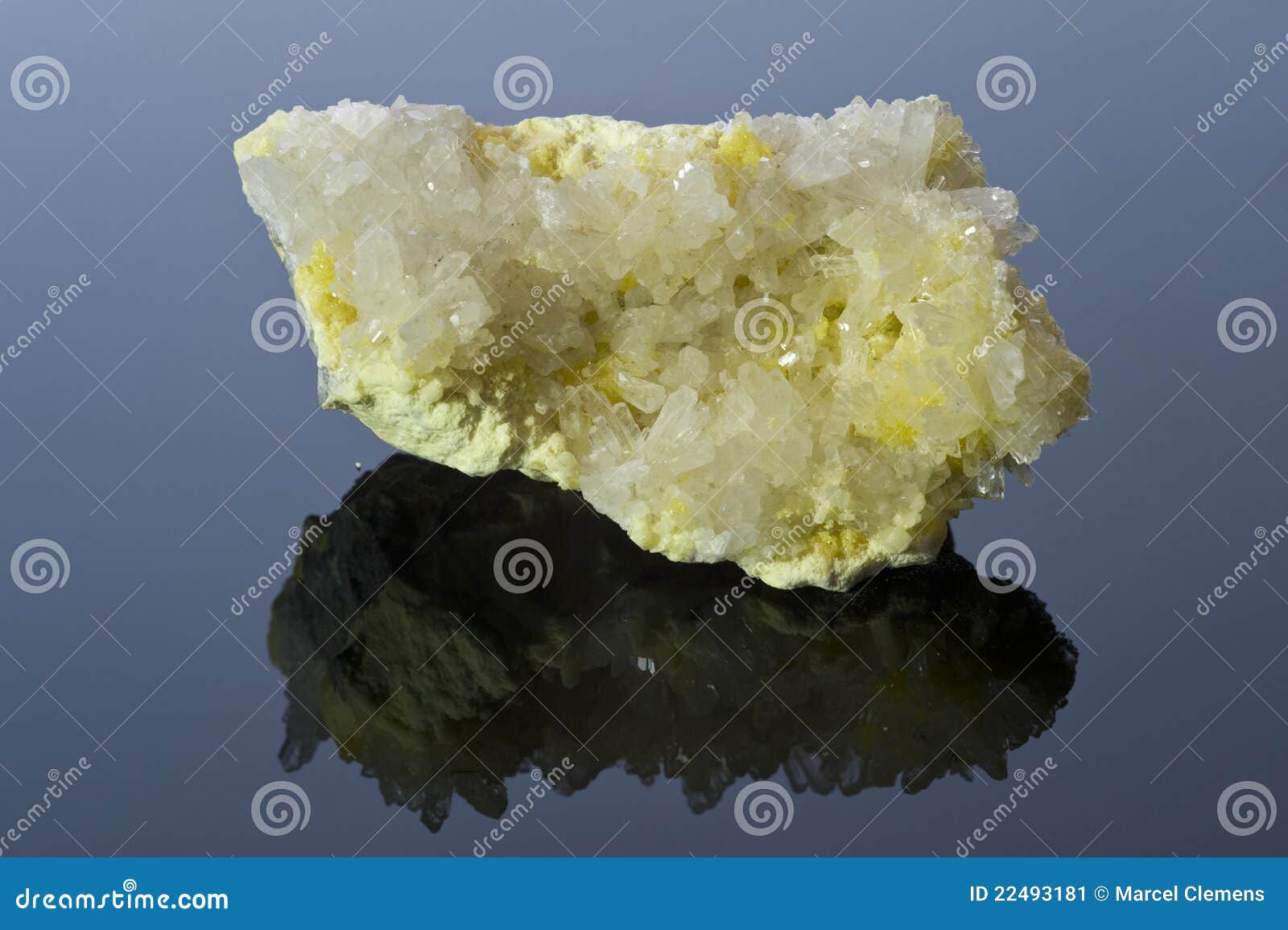 Sulphur and Quartz Crystals. Stock Image - Image of cluster, pointed ...