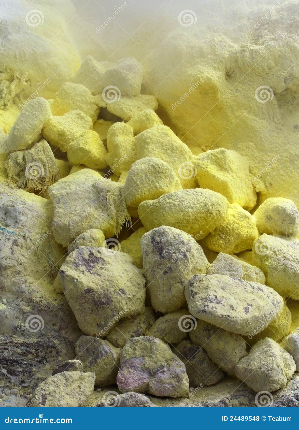 Sulphur Yellow Stones, Volcano, Indonesia Stock Photo - Image of ...
