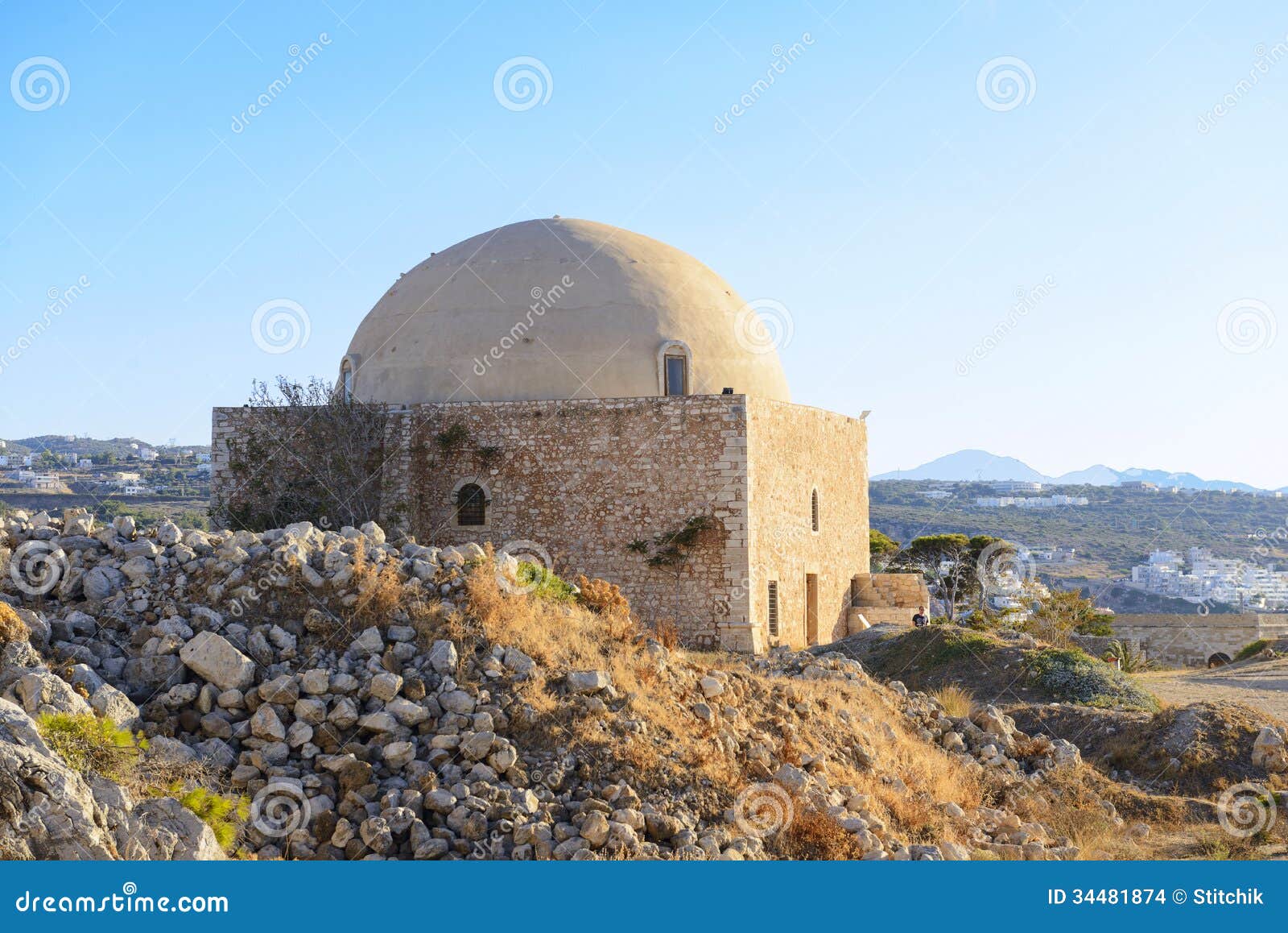 Sultan Ibrahim Mosque. Fortezza On The Island Of Crete, Greece. Stock ...