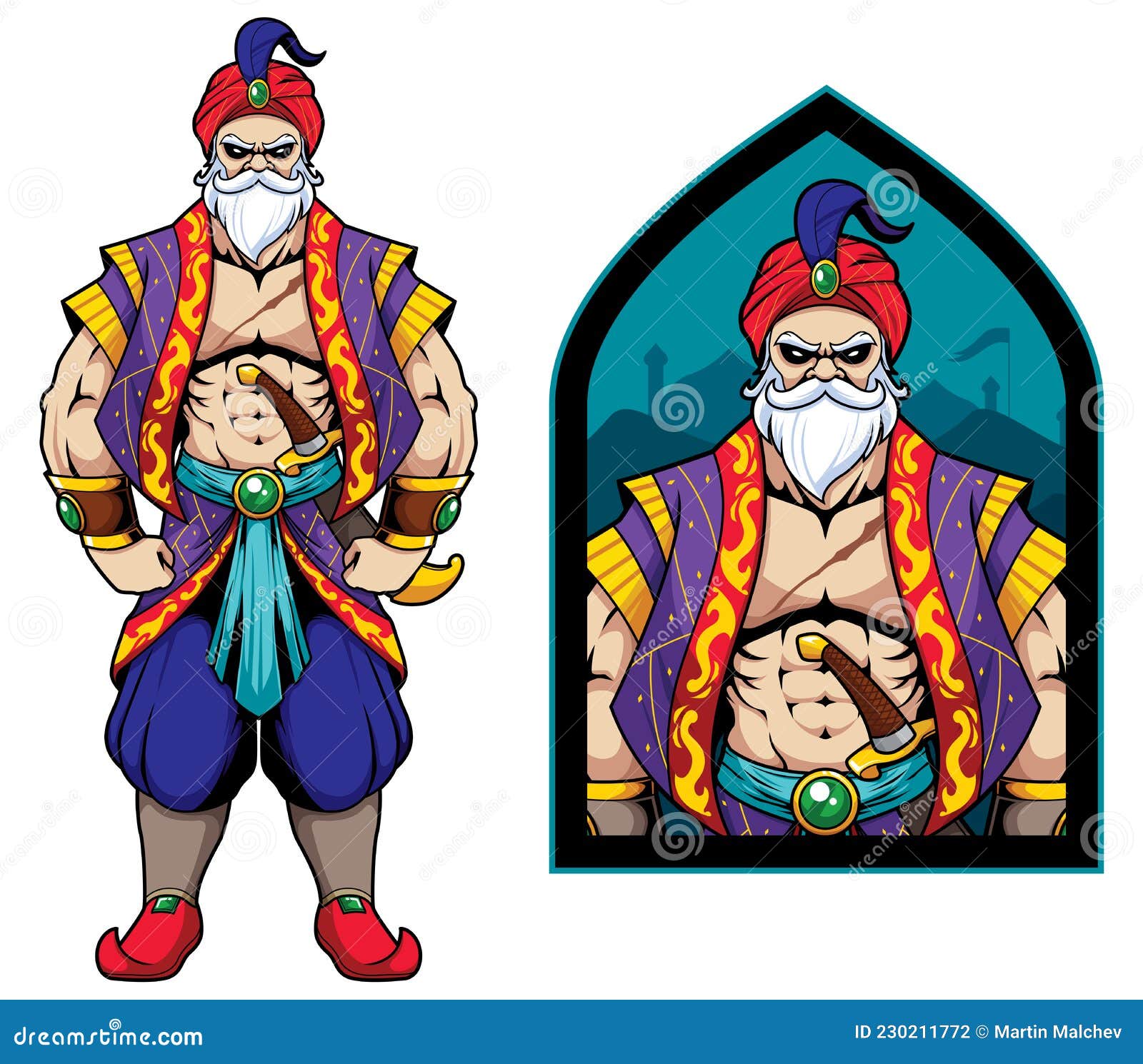 Set Of King Or Sultan Cartoon Icon Design Template With Various Models ...