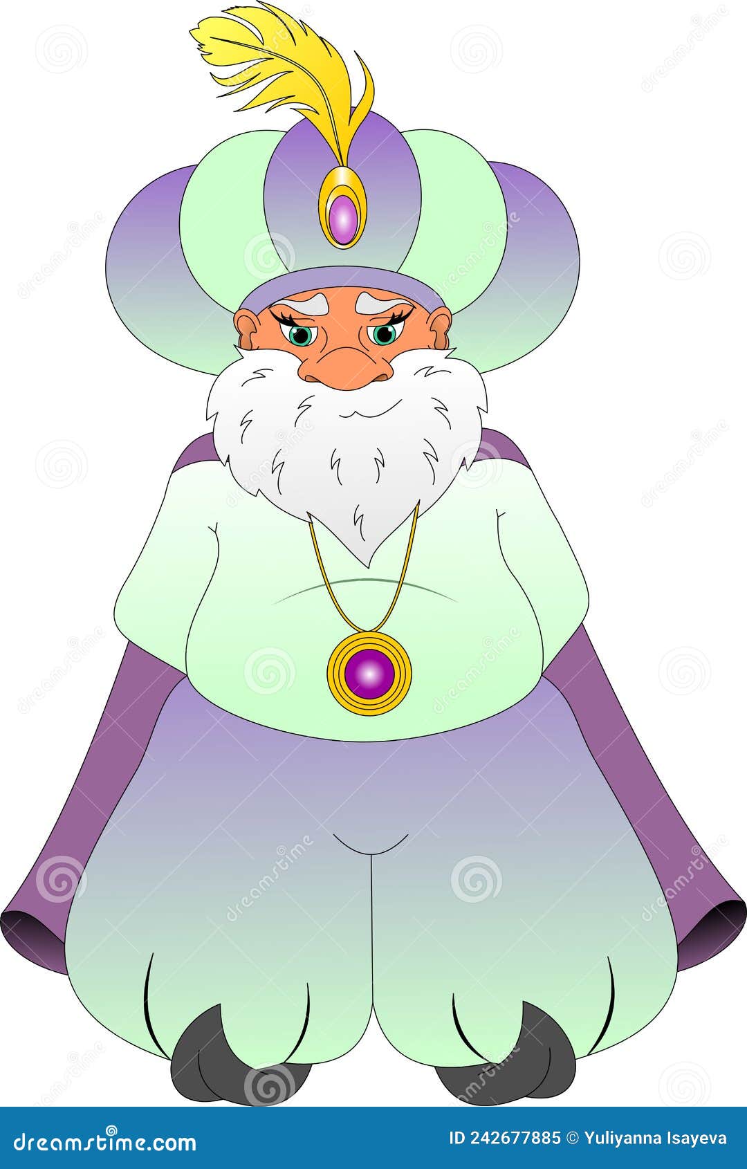 A Sultan in a Turban with a Feather and Wide Trousers Stock Vector ...