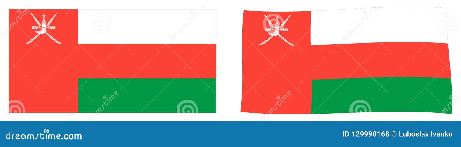 Sultanate of Oman Flag. Simple and Slightly Waving Version. Stock ...