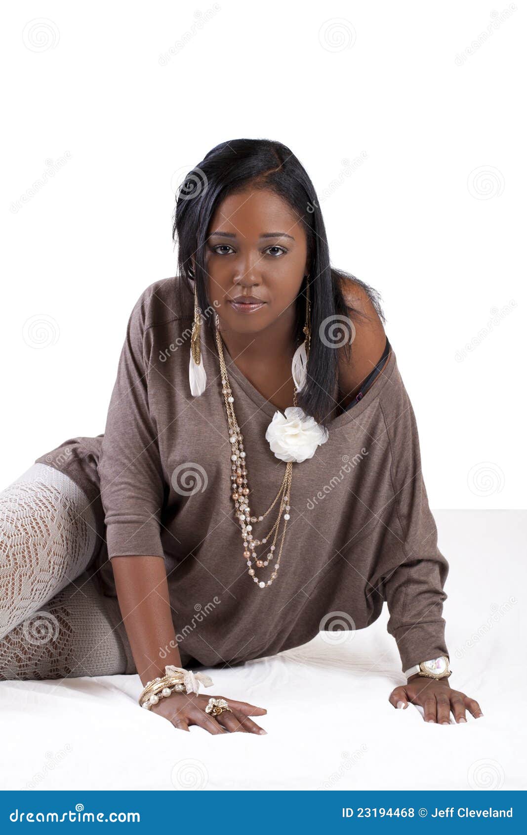 Sultry Young African American Textured Stocking Stock Photo - Image of ...