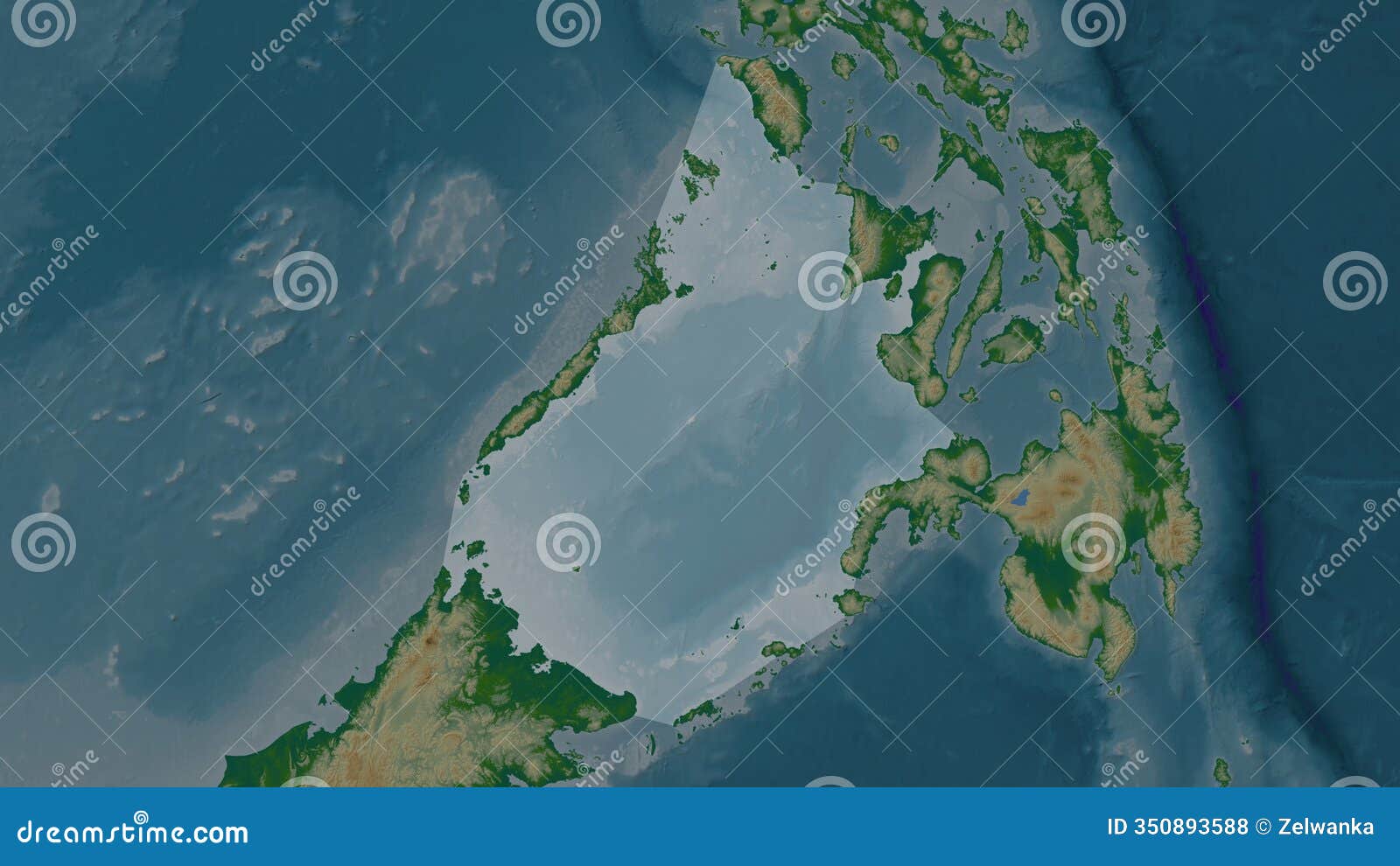 Sulu Sea Highlighted. Physical Map Stock Illustration - Illustration of ...
