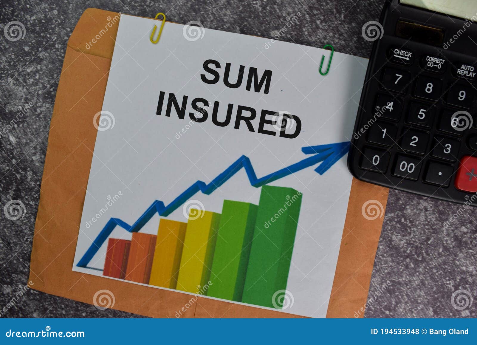 Sum Insured Text with Document Brown Envelope Isolated on Office Desk ...