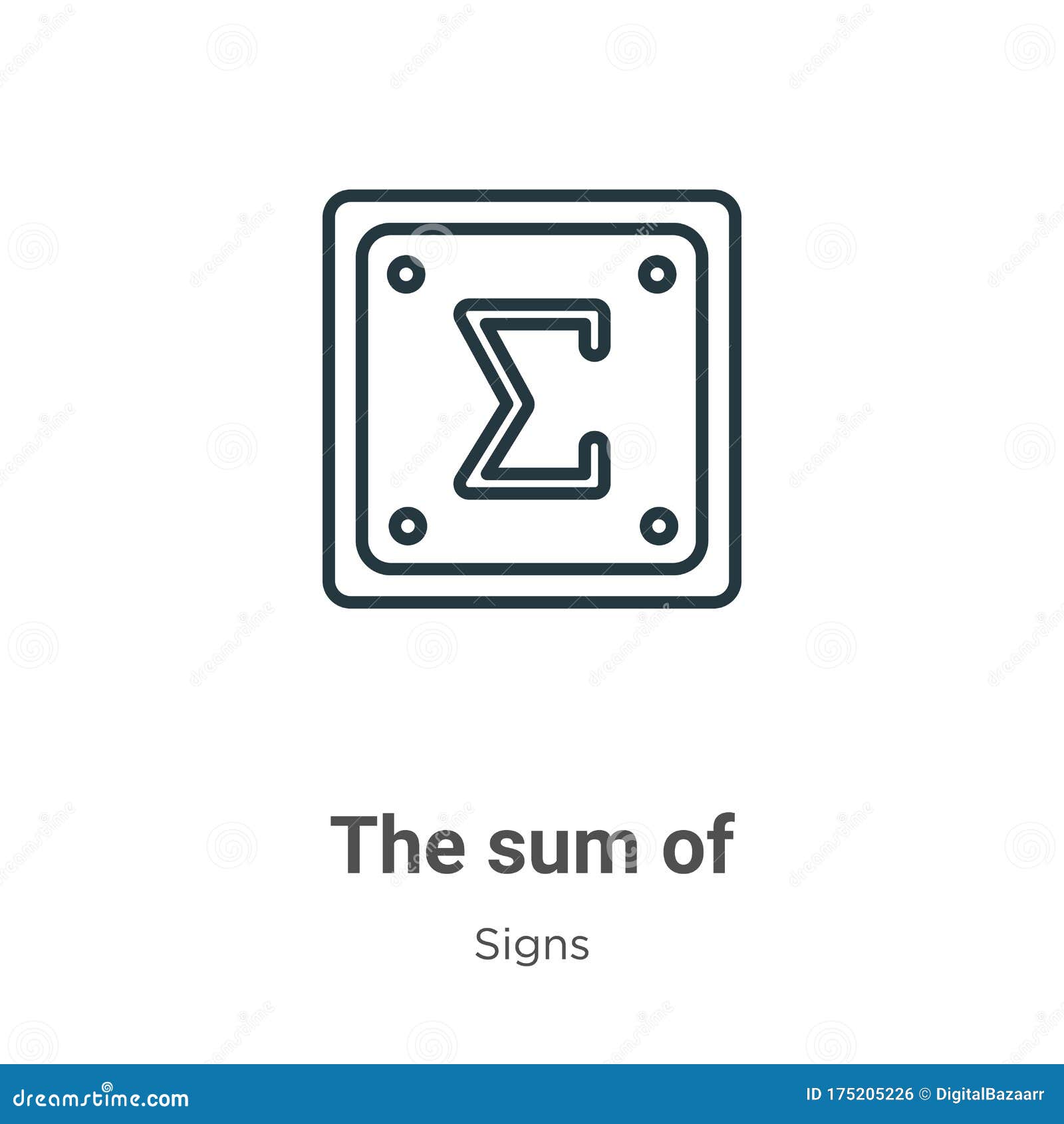 The Sum of Outline Vector Icon. Thin Line Black the Sum of Icon, Flat ...
