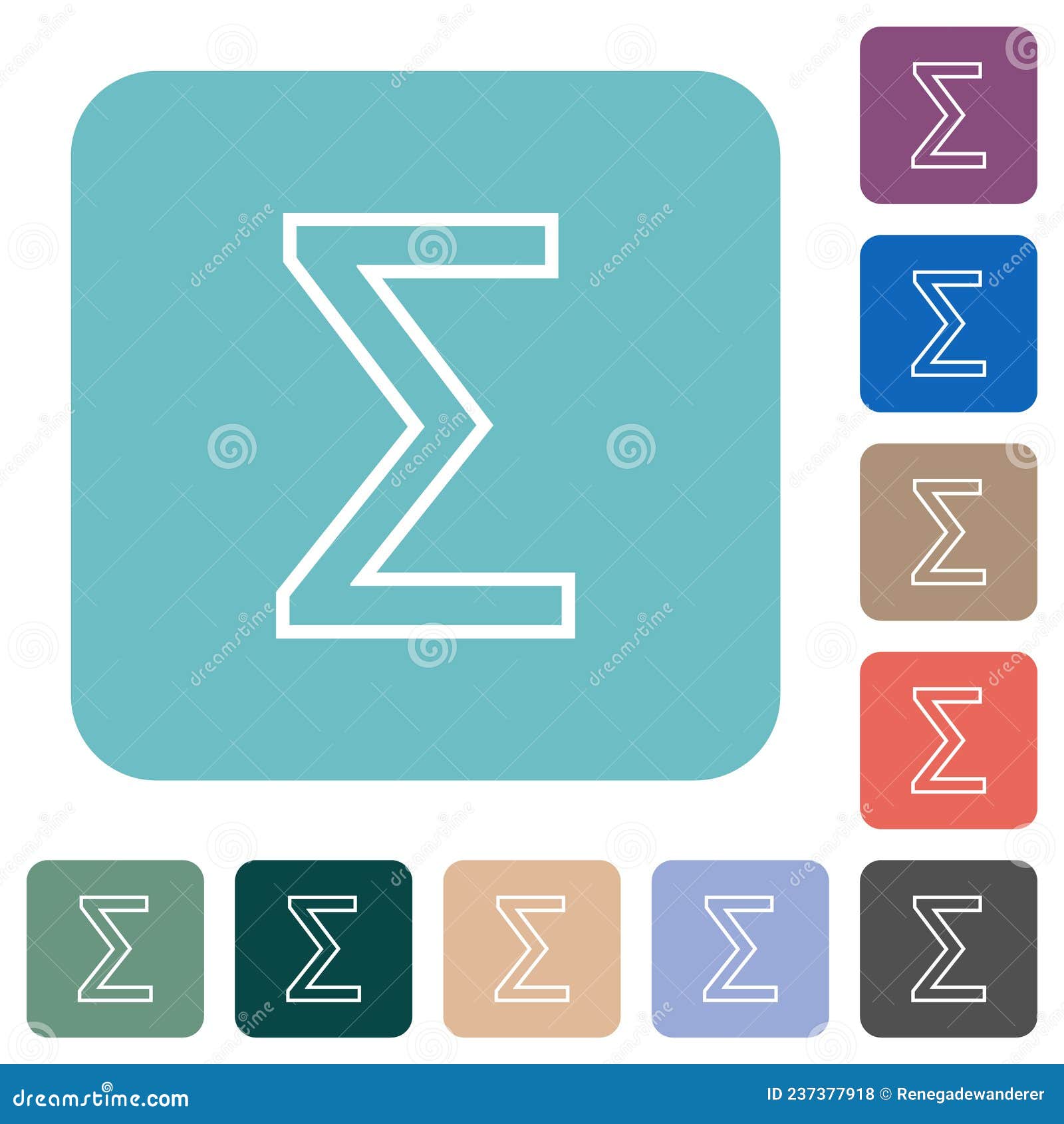 Sum Symbol Outline Rounded Square Flat Icons Stock Vector ...