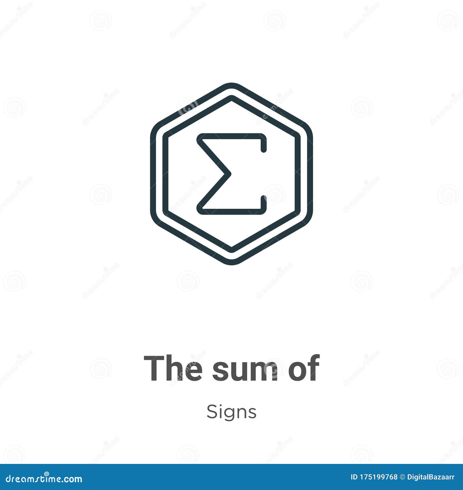The Sum of Symbol Outline Vector Icon. Thin Line Black the Sum of ...