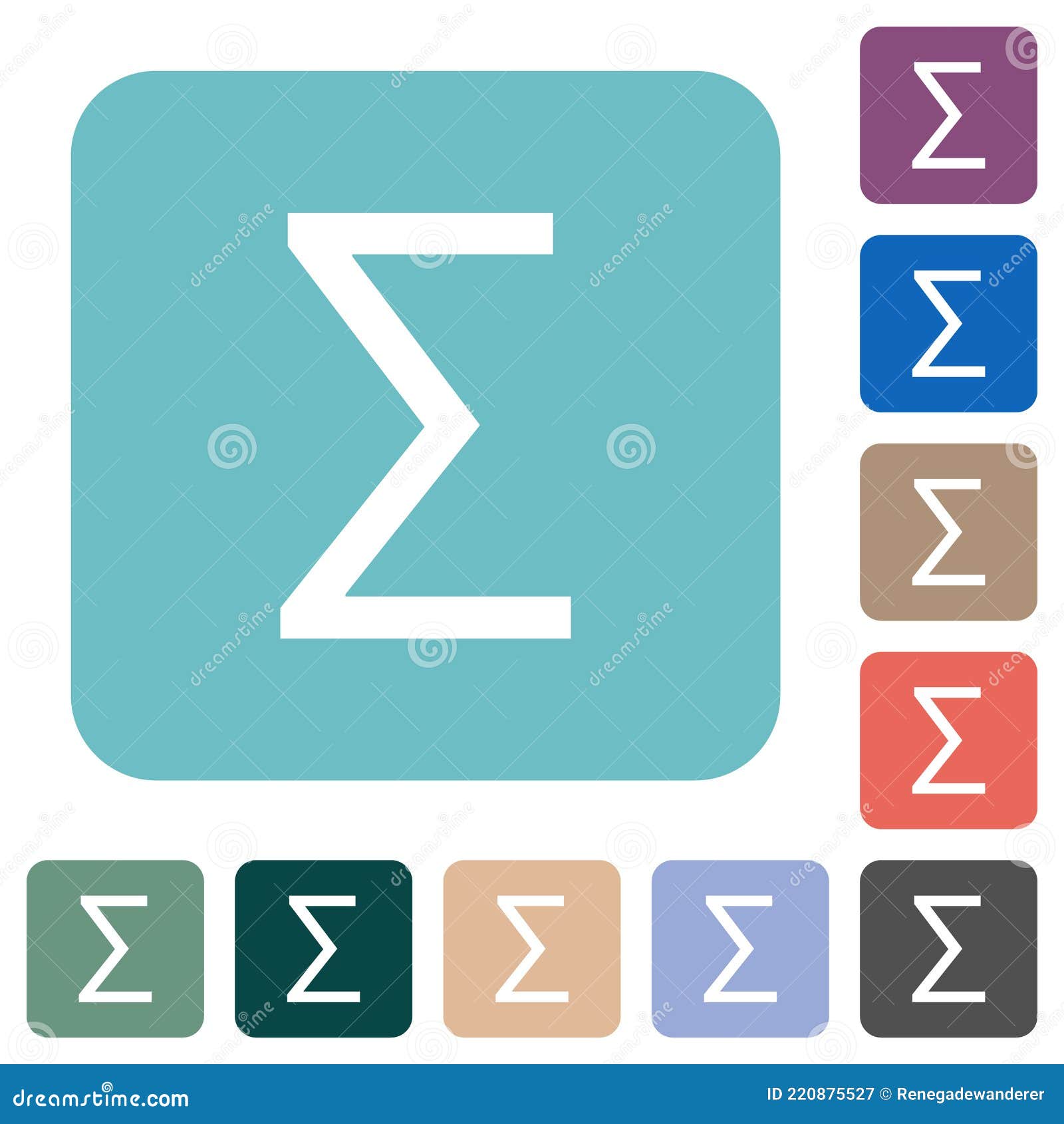 Sum Symbol Rounded Square Flat Icons Stock Vector - Illustration of ...