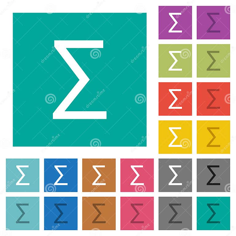 Sum Symbol Square Flat Multi Colored Icons Stock Vector - Illustration ...