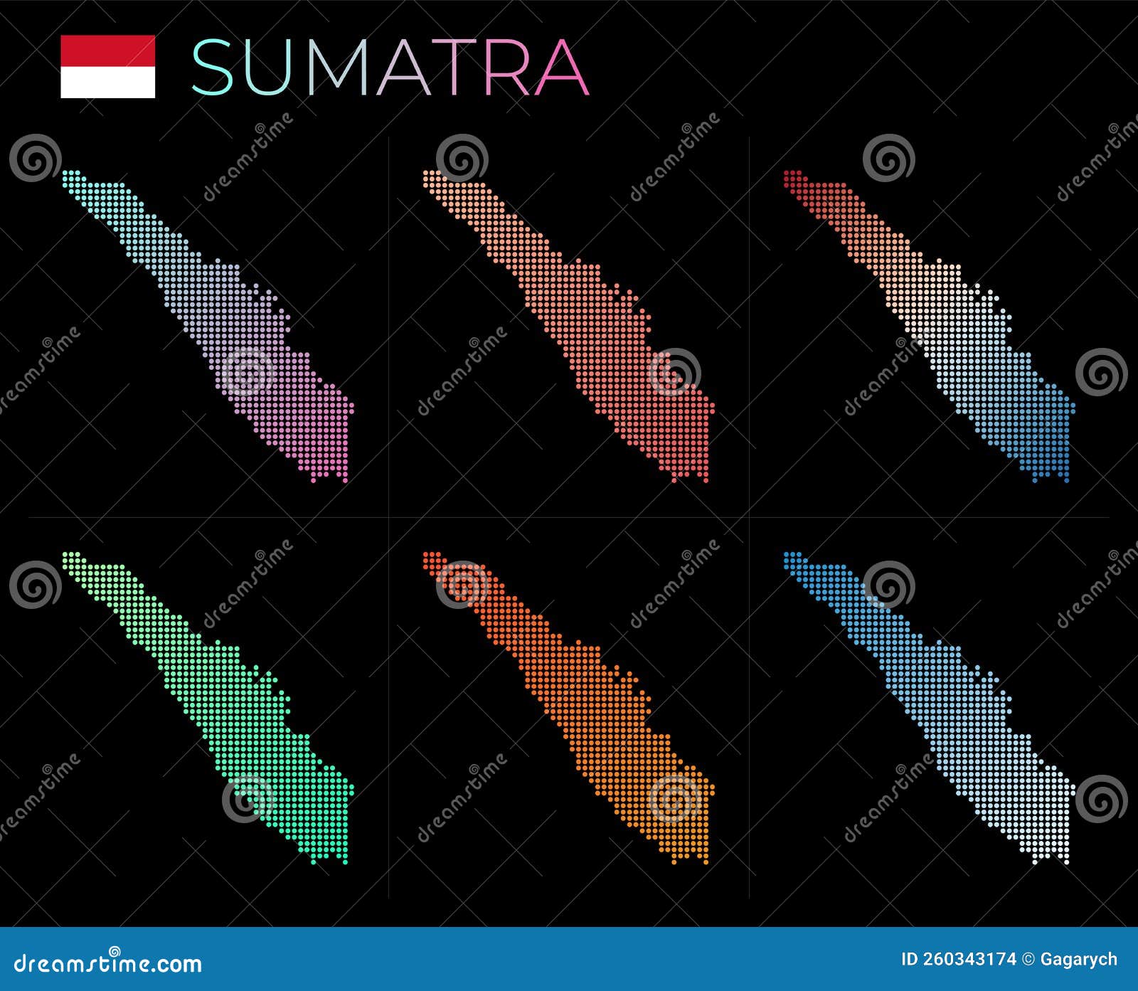 Sumatra Dotted Map Set. Vector Illustration | CartoonDealer.com #260343174
